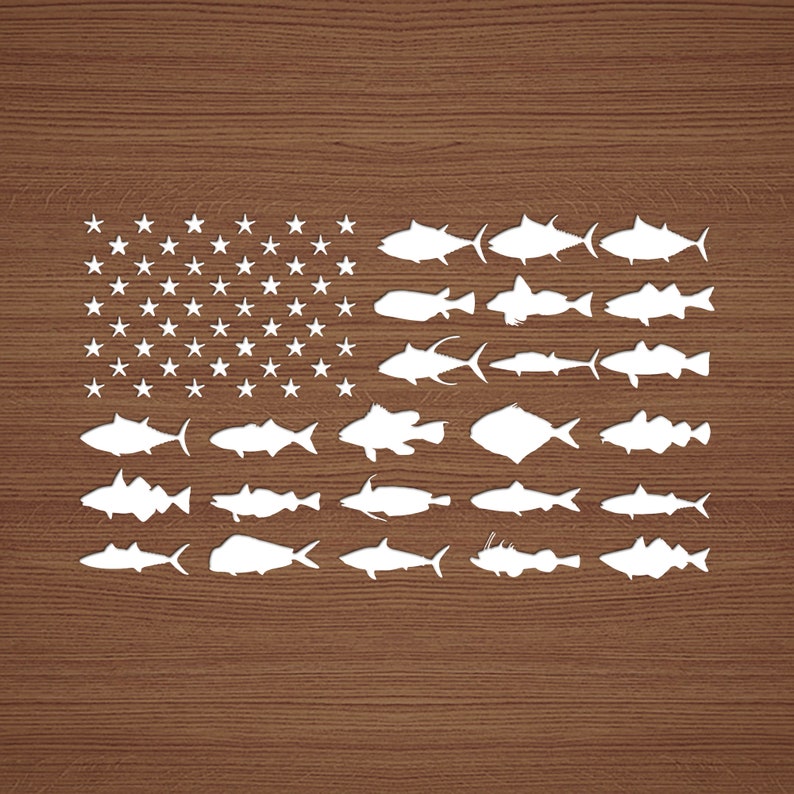 American Fish Flag Vinyl Sticker, American Flag Fishing Window Decal - Etsy