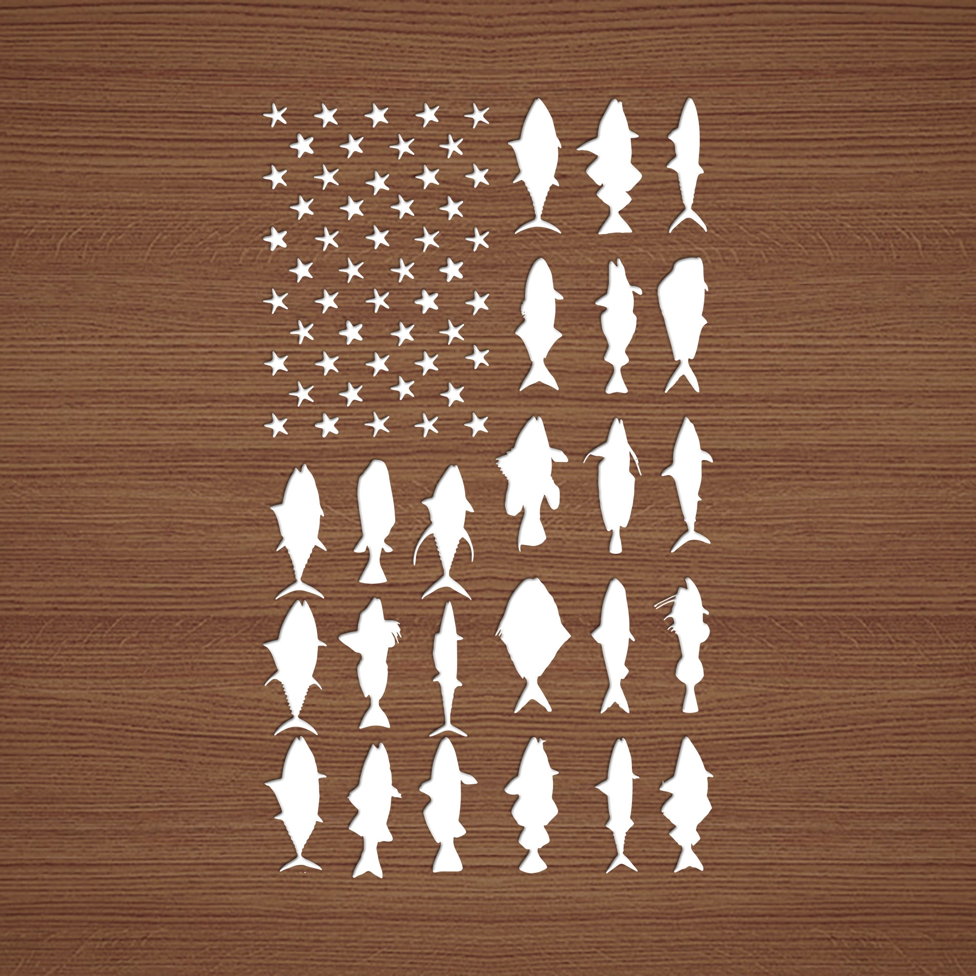 American Fish Flag Vinyl Sticker, American Flag Fishing Window Decal - Etsy