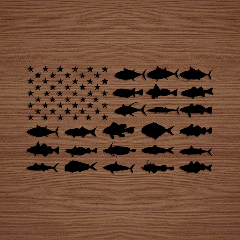 American Fish Flag Vinyl Sticker, American Flag Fishing Window Decal - Etsy