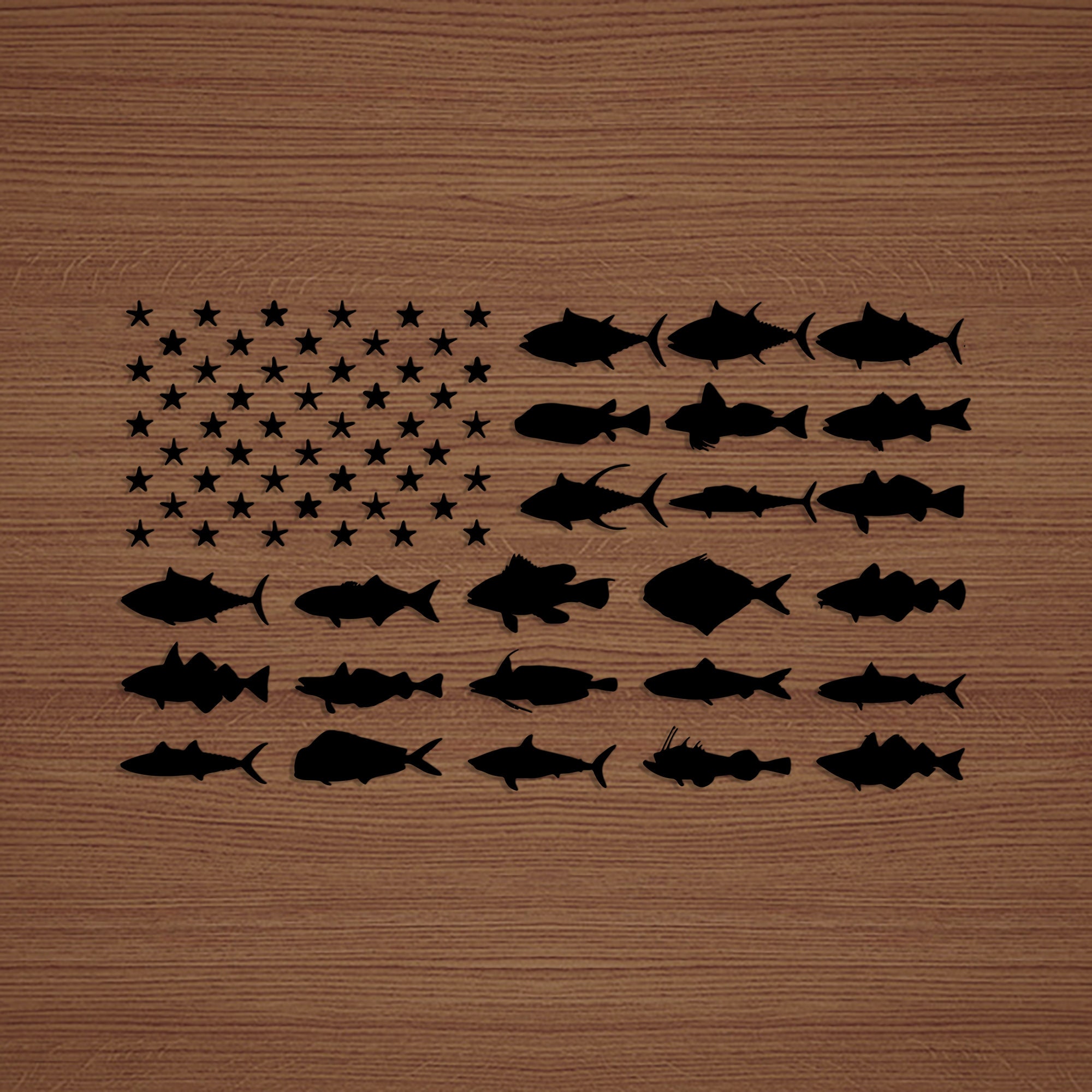 American Fish Flag Vinyl Sticker, American Flag Fishing Window Decal - Etsy