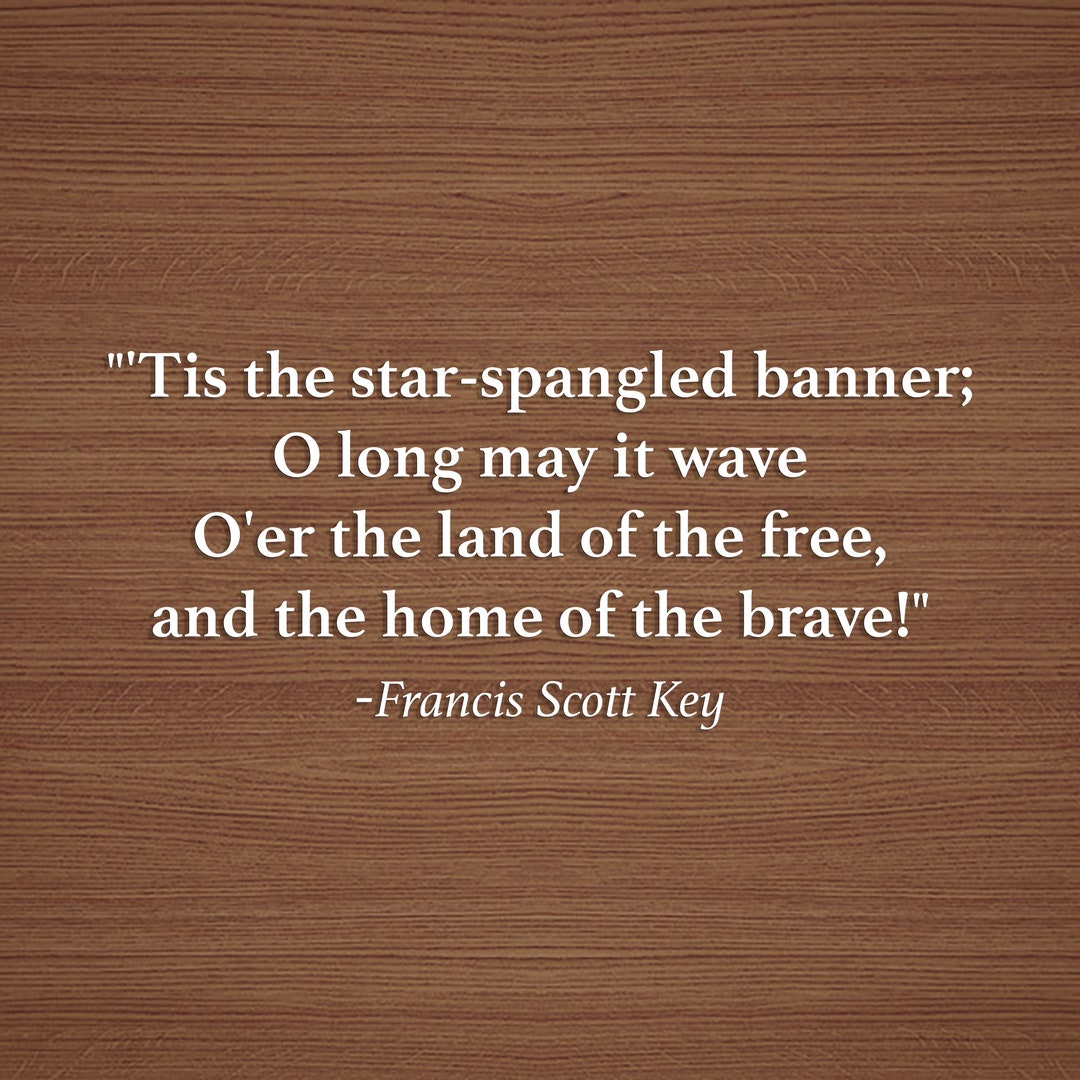 Star Spangled Banner Vinyl Sticker, Quote by Francis Scott Key, Star ...