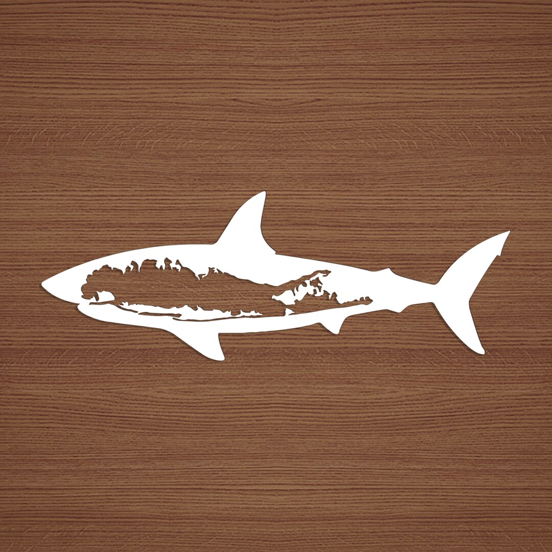 Long Island Shark Vinyl Sticker, Great White Shark Long Island Window ...