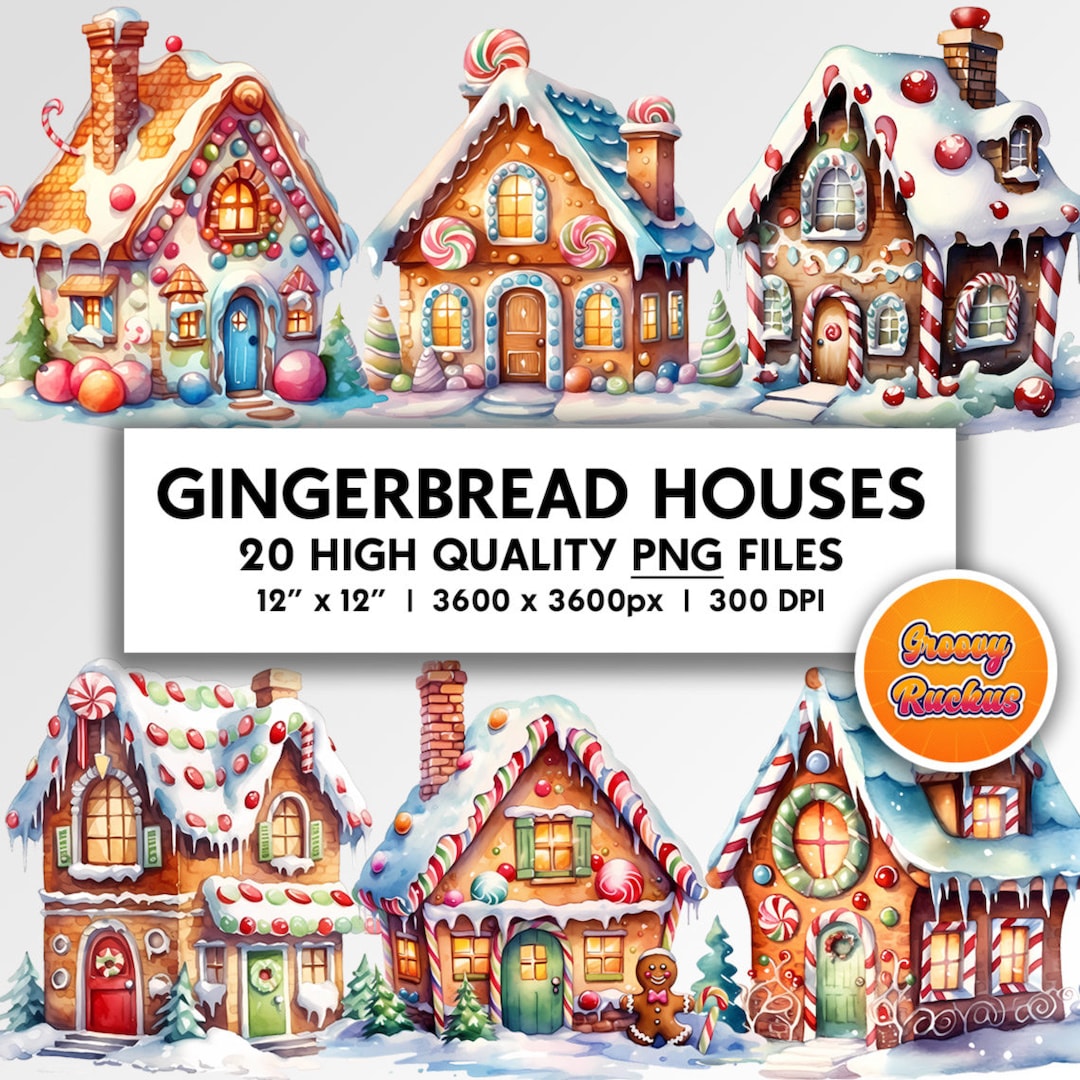 Gingerbread Houses Clip Art Set Digital Art Scrapbooking - Etsy