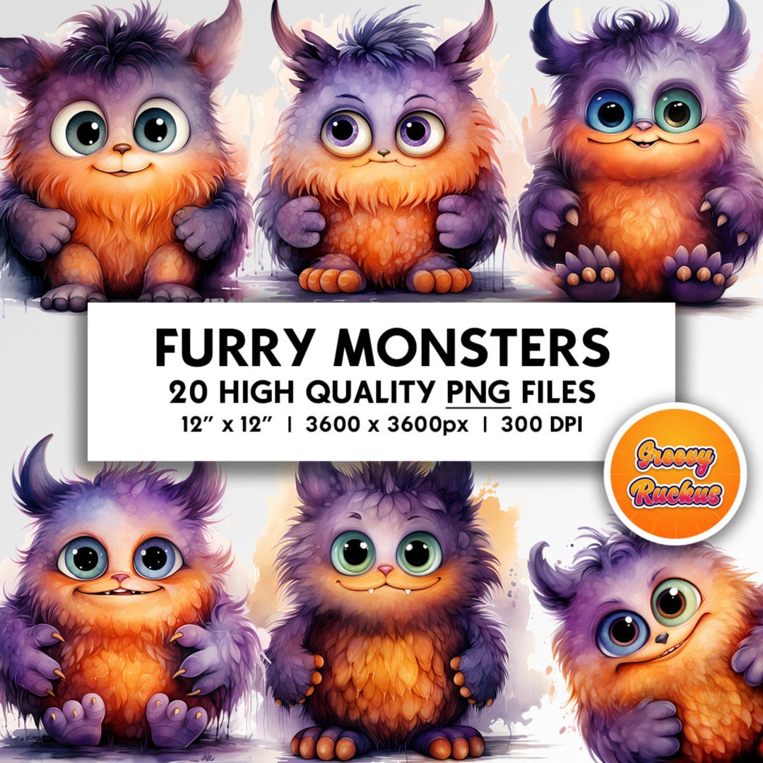 Furry Monsters Clip Art Set Digital Art Scrapbooking Clipart - Etsy