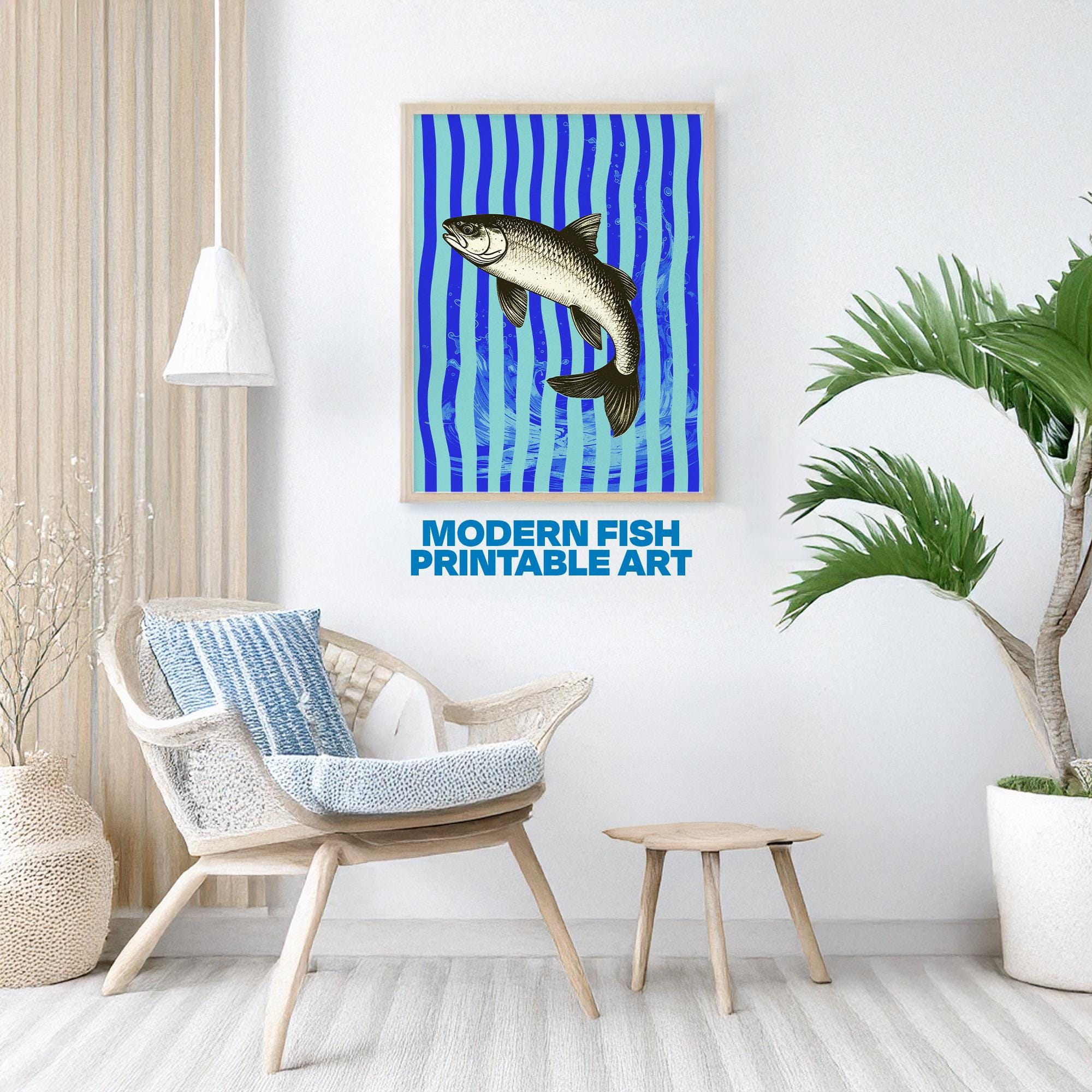 Retro Fish Print, Bold Fish Print, Whimsical Marine Wall Art, Fish ...