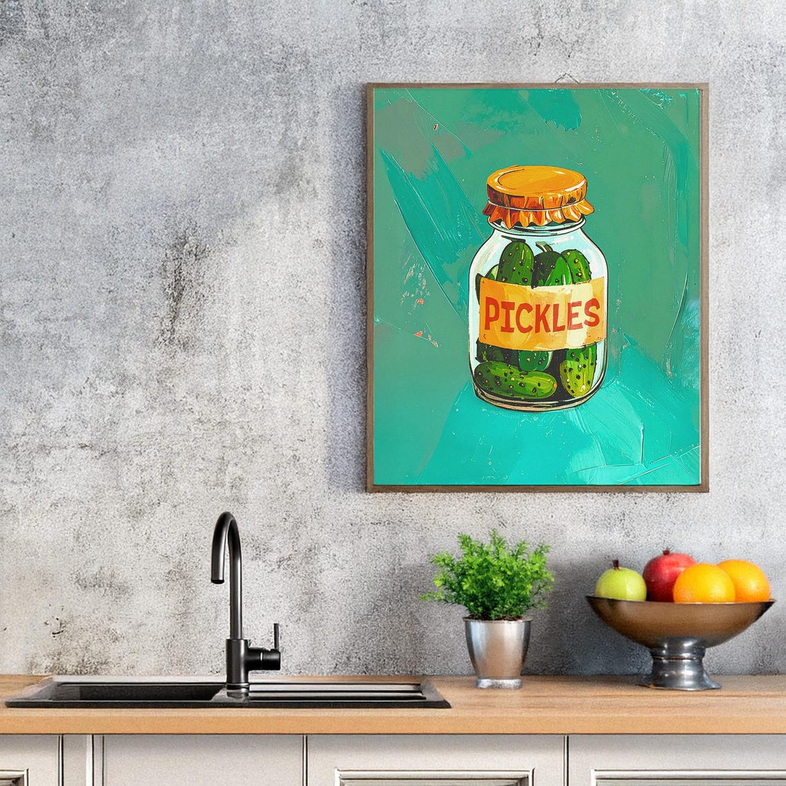 Pickle Jar Art, Food Pickle Print, Whimsical Wall Art, Jar of Pickle ...