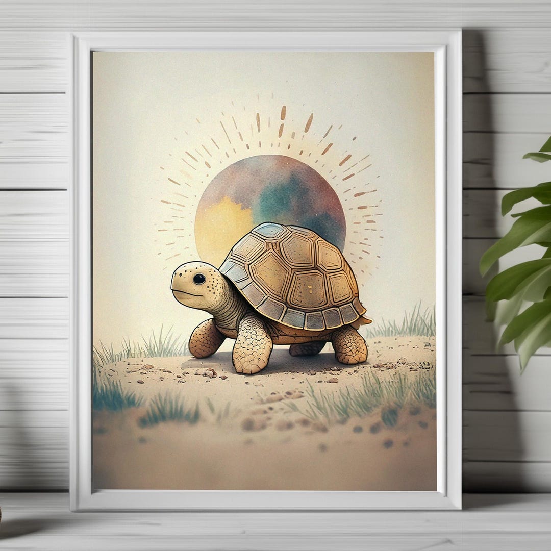 Tortoise Wall Art, Cute Turtle Print, Whimsical Tortoise Decor, Boho ...