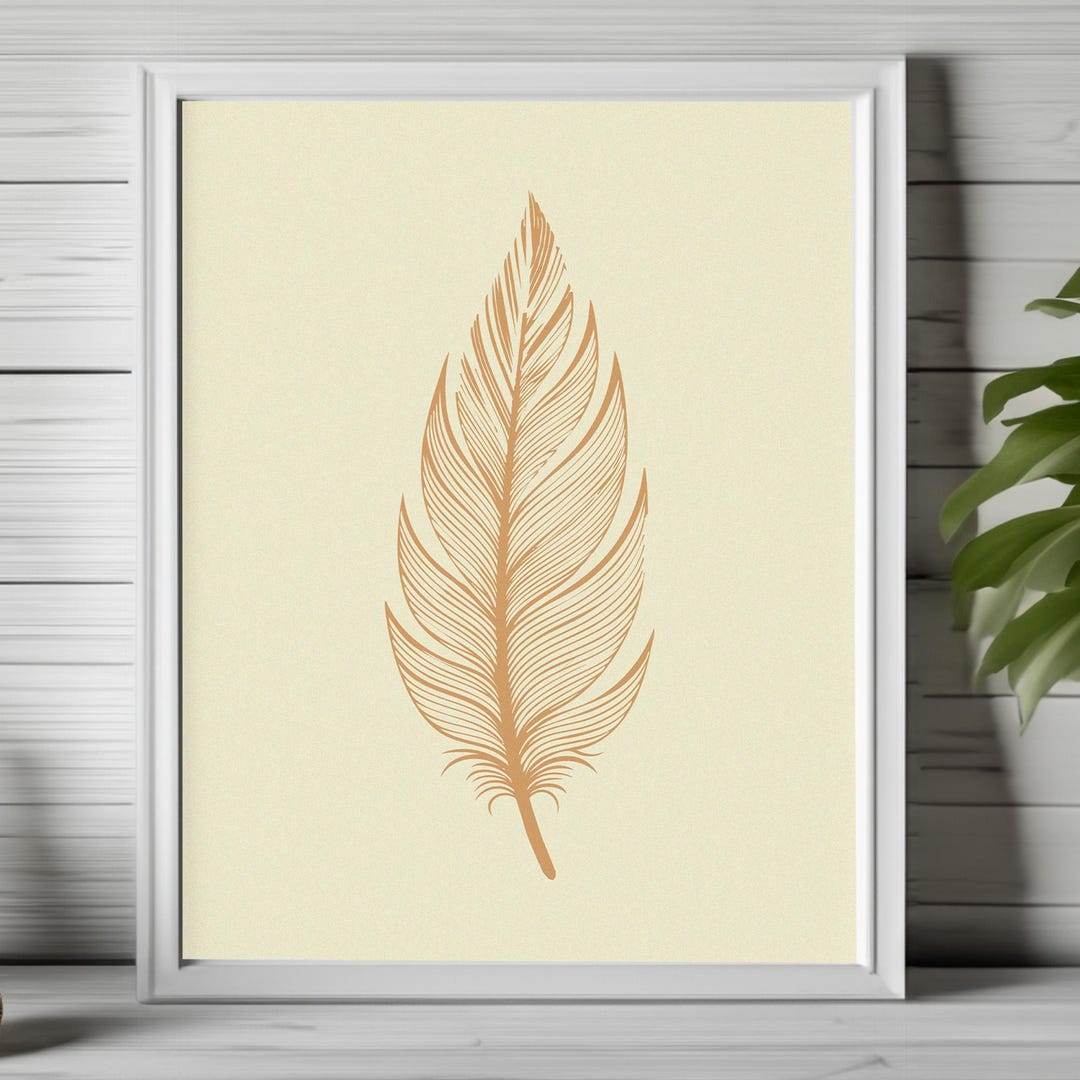 Boho Feather Art, Minimal Feather Print, Spiritual Decor, Modern Boho ...