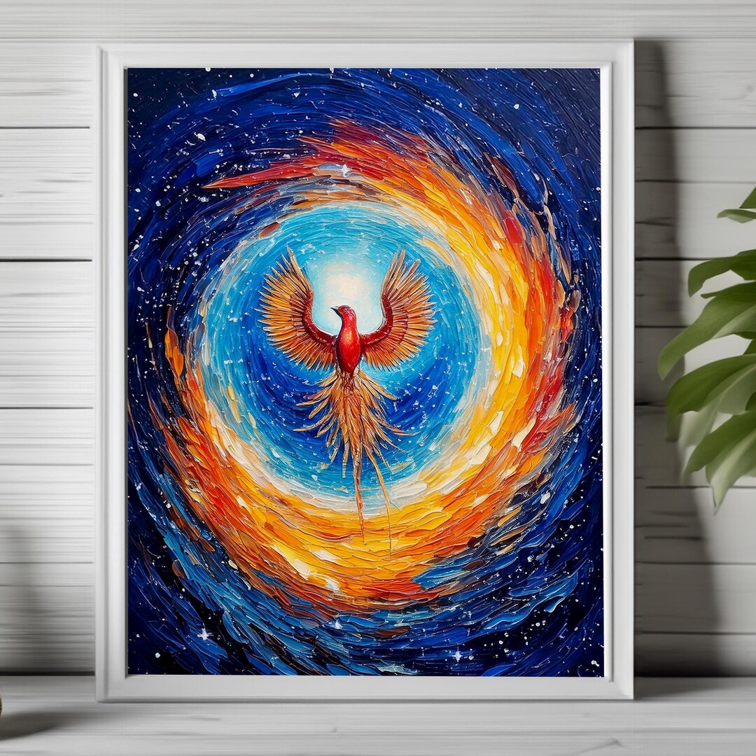 Phoenix Art, Firebird Painting, Mythological Creature Art, Celestial ...