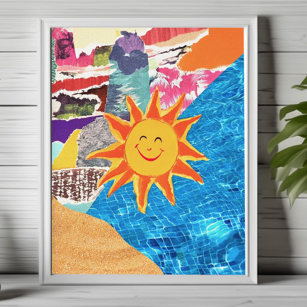 Sun Collage, Retro Collage, Abstract Collage, Whimsical Art, Surreal ...