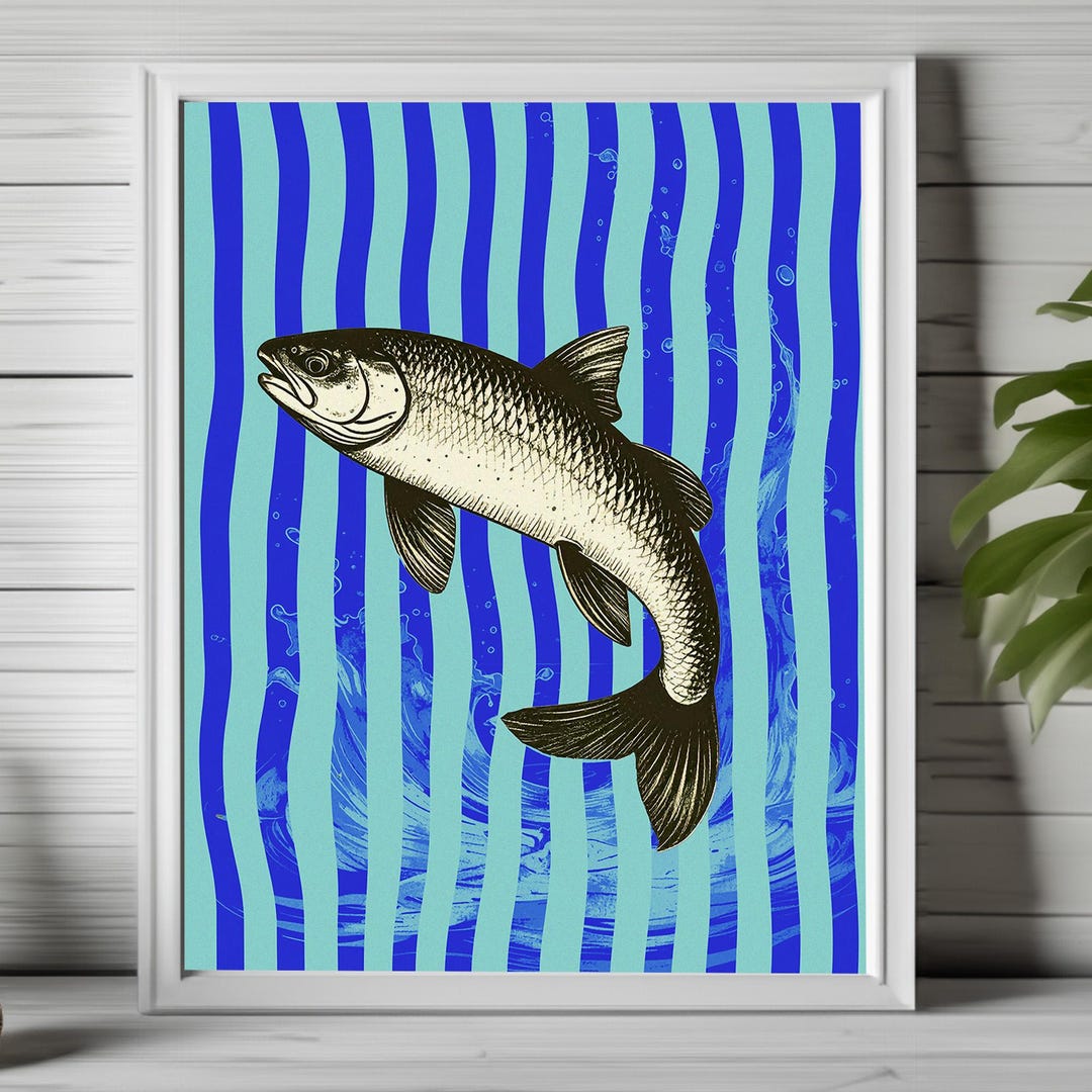 Retro Fish Print, Bold Fish Print, Whimsical Marine Wall Art, Fish ...