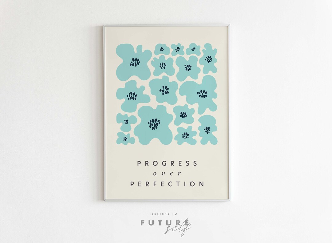 Progress Over Perfection Print, Inspirational Office Decor, Boho ...