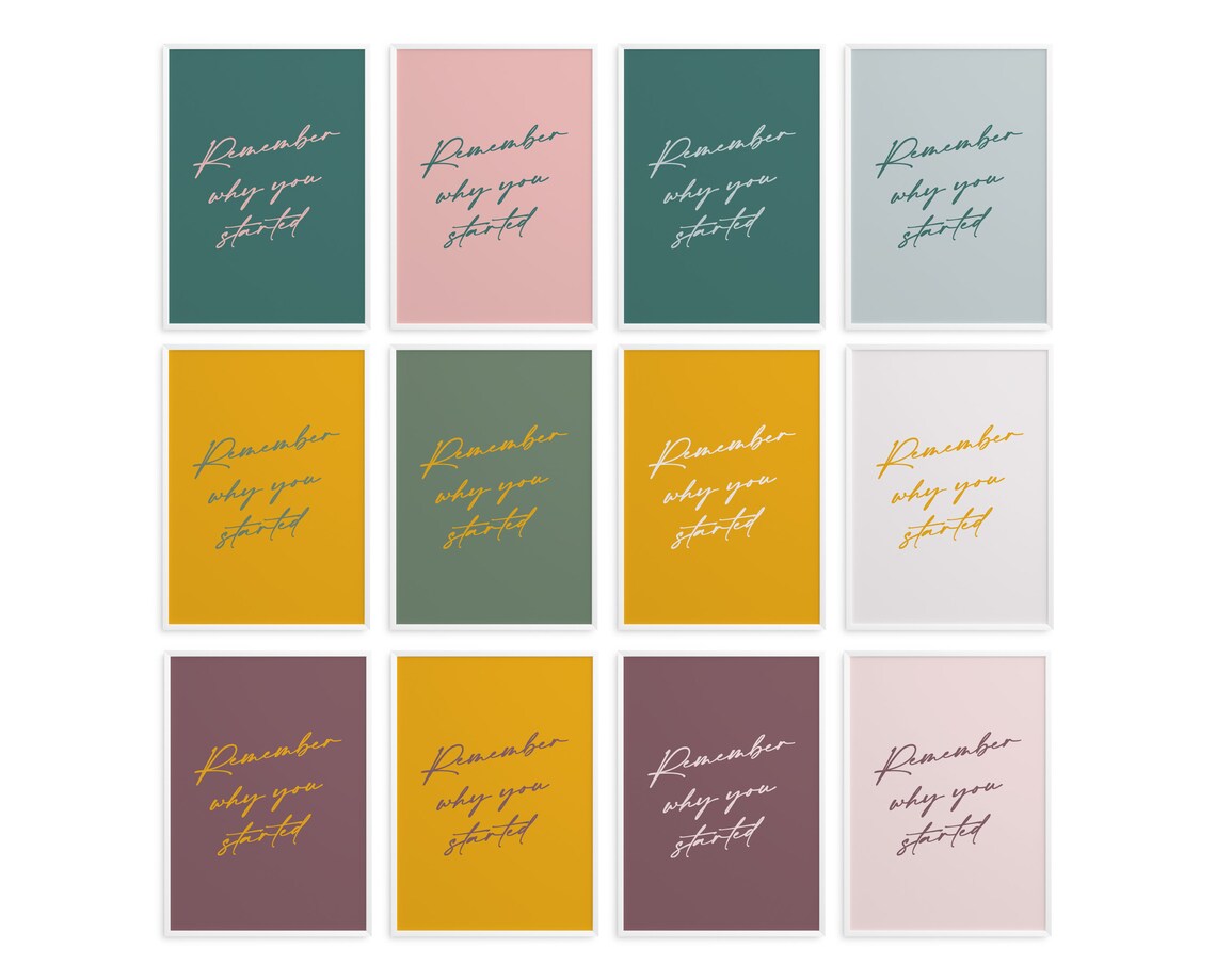Remember Why You Started, 28 Color Options, Quote Art, Boho Art ...