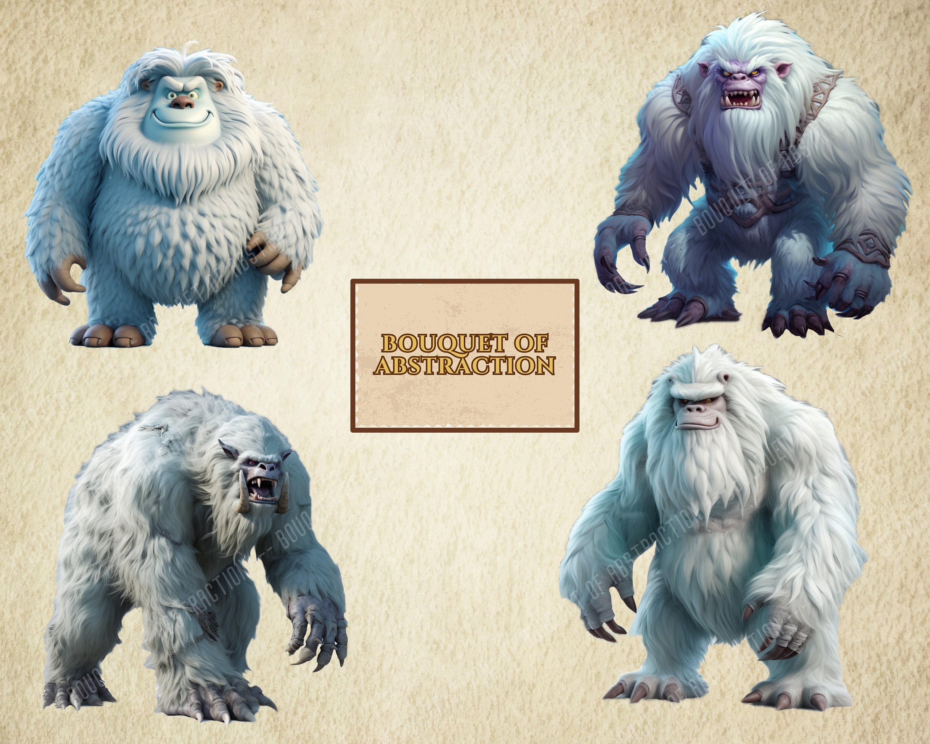 Yeti Characters Bundle of 20 Clip Art High Resolution 300 DPI ...
