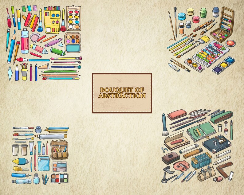 Art Supplies Bundle of 20 Clip Art High Resolution Transparent ...