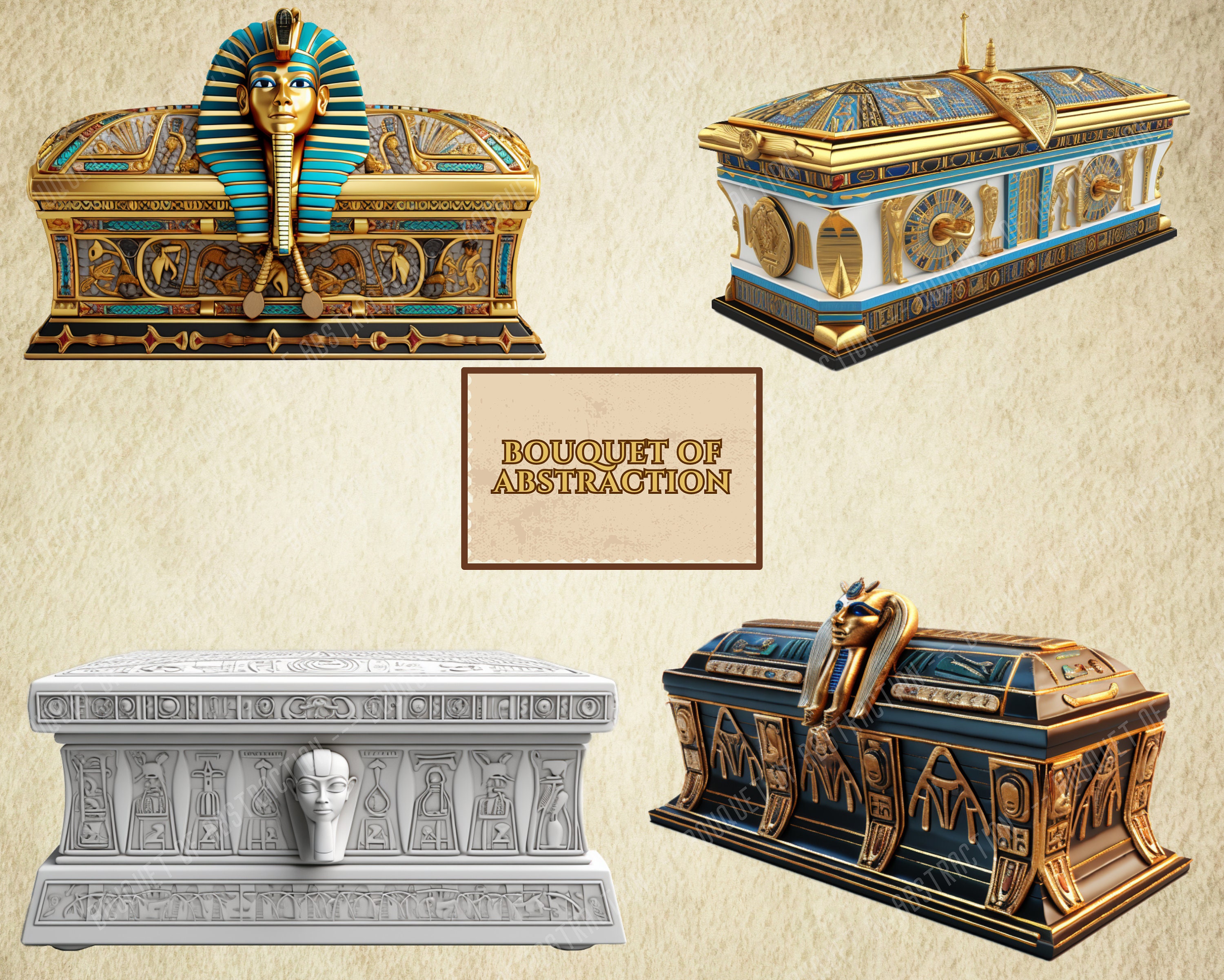 Egyptian Sarcophagus Bundle of 20 Clip Art Ancient Egypt Sarcophagus ...