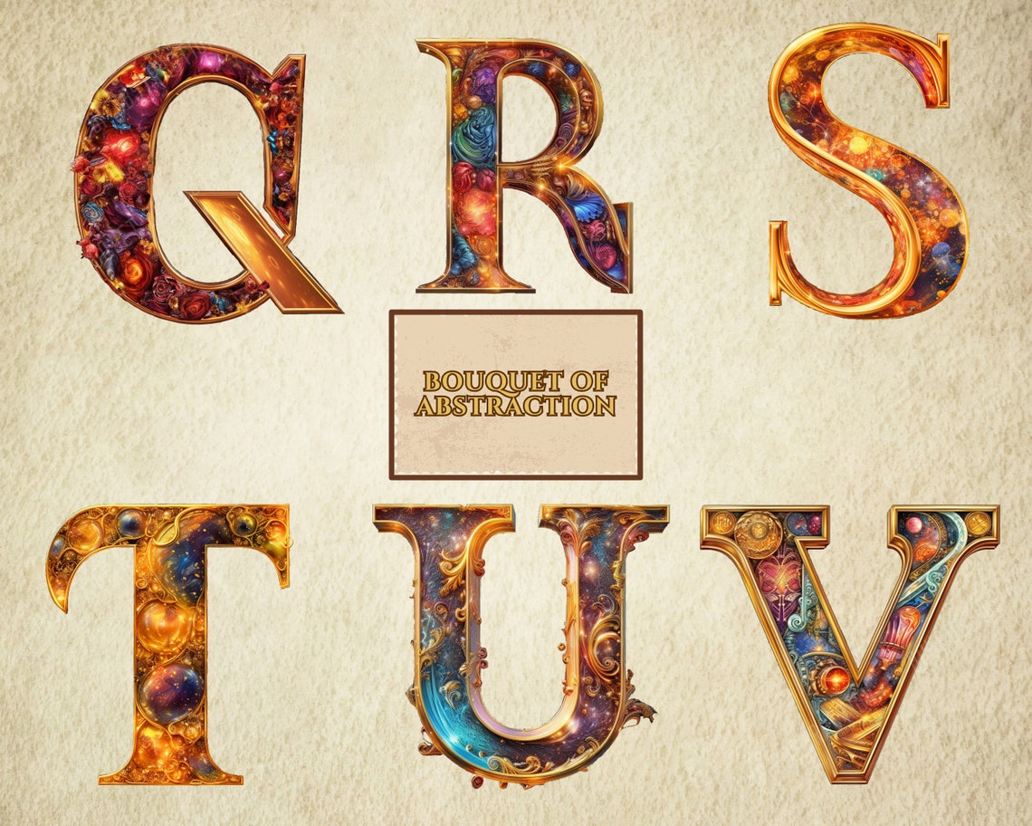 Illuminated Initials Clipart, Full Alphabet, 300 DPI, Clear Background ...