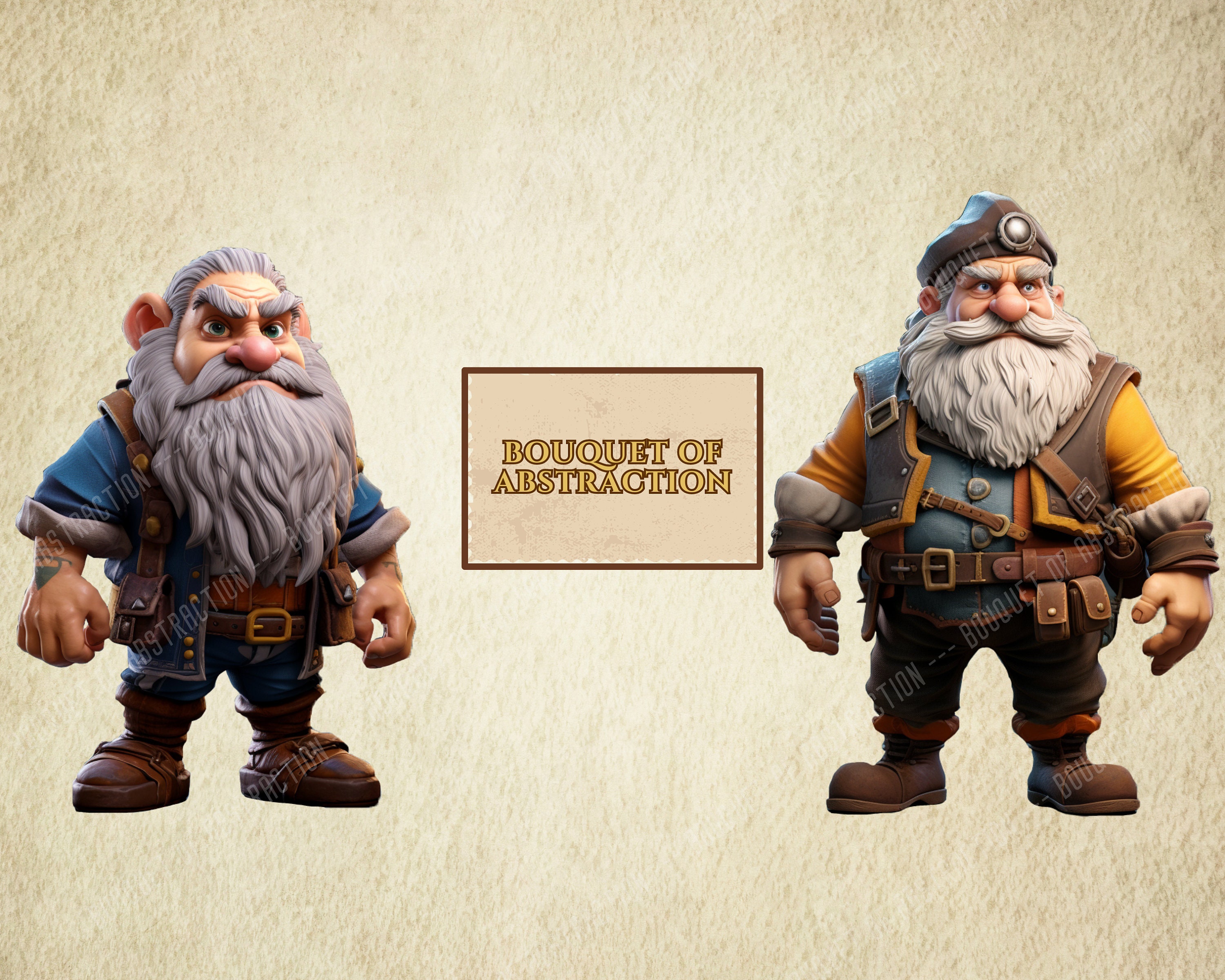 30 Unique Fantasy Dwarf Characters Bundle Clip Art Transparent Background PNG Files High ...