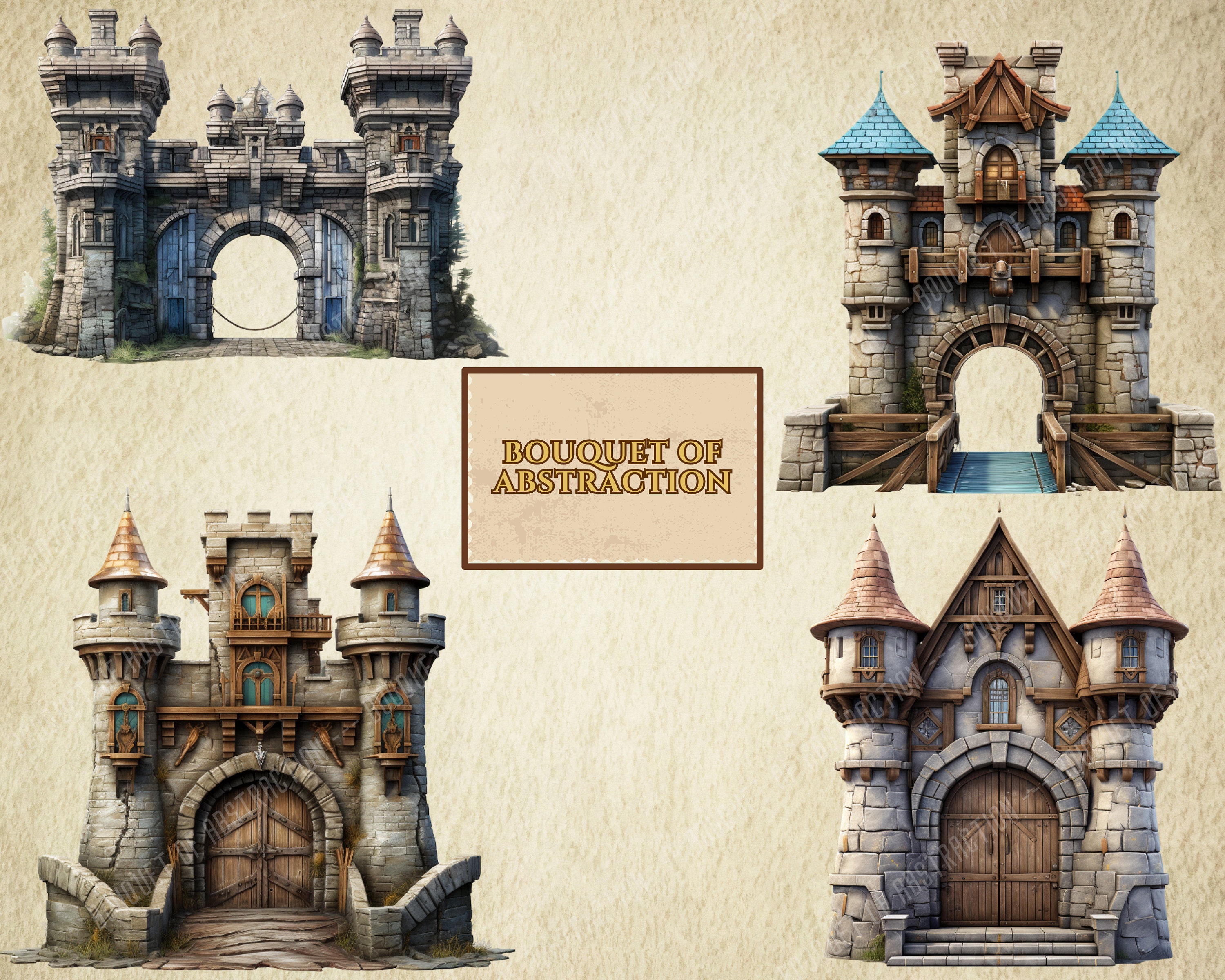 Castle Drawbridge Doors Bundle of 20 High Resolution Clip Art 300 DPI ...