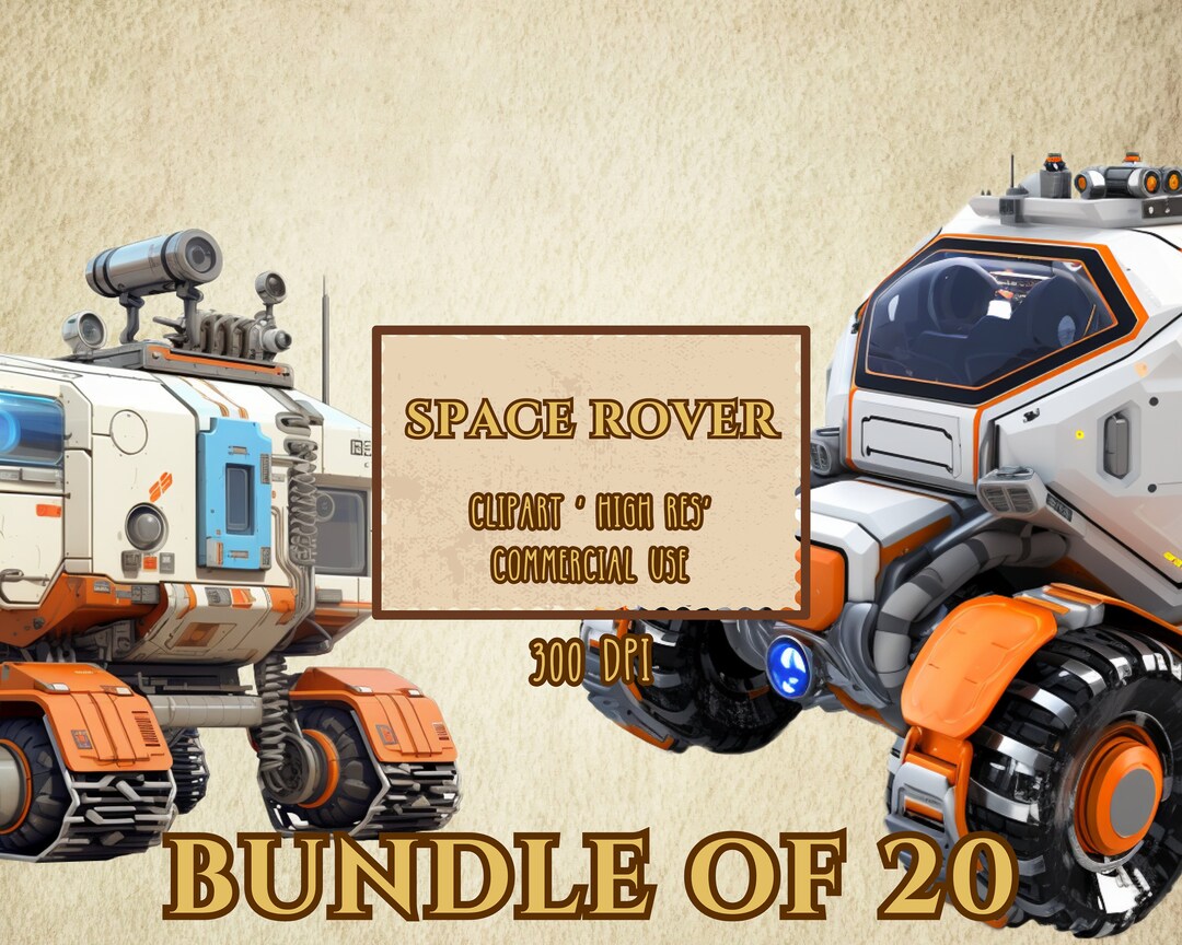 Space Rover Bundle of 20 Clip Art High Resolution Transparent ...