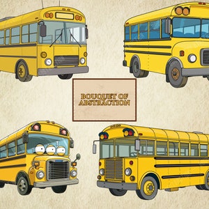 School Bus Bundle of 20 High Resolution Clip Art Transparent Background ...