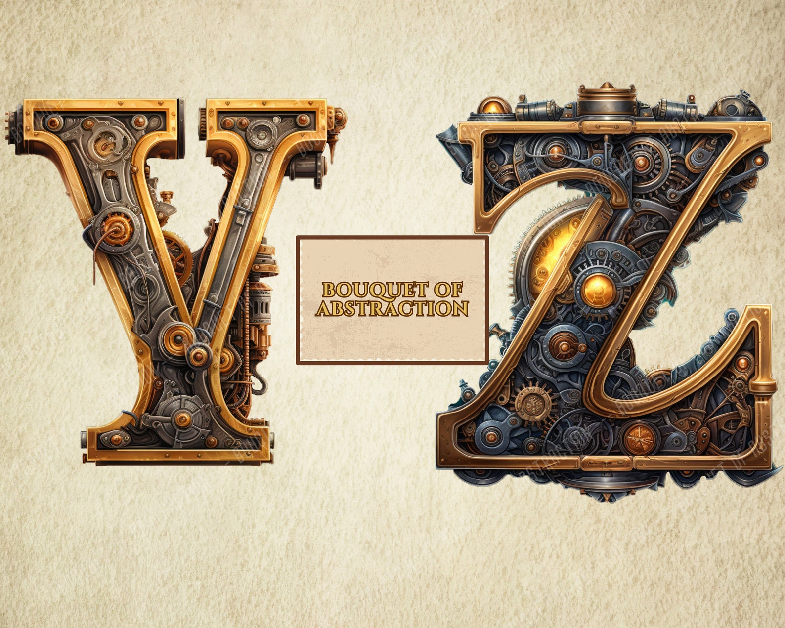 Steampunk Illuminated Initials Full Alphabet High Resolution ...