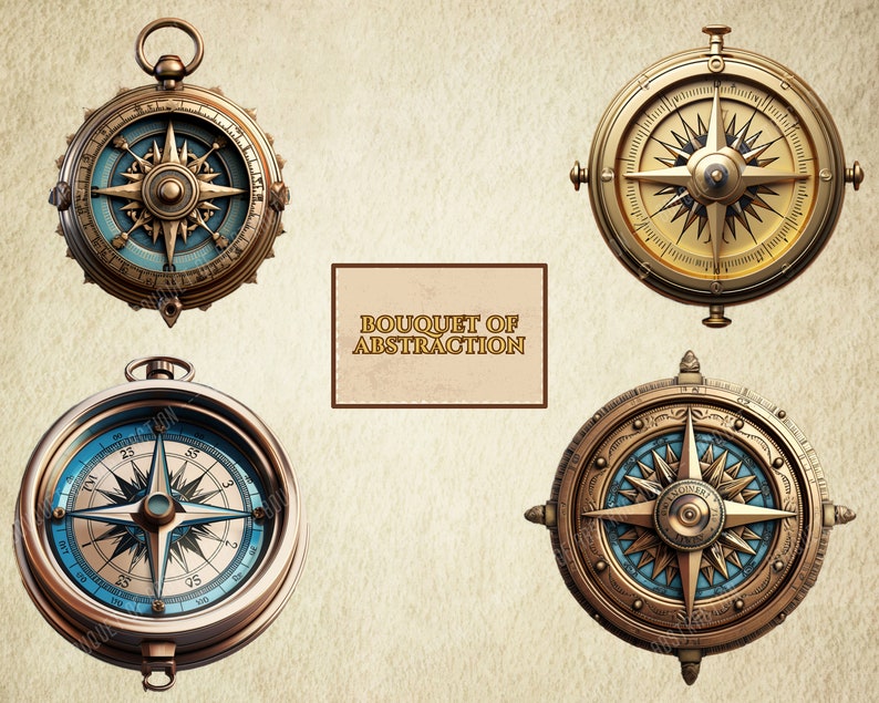 Compass Bundle of 20 Clip Art High Resolution 300 DPI Transparent ...