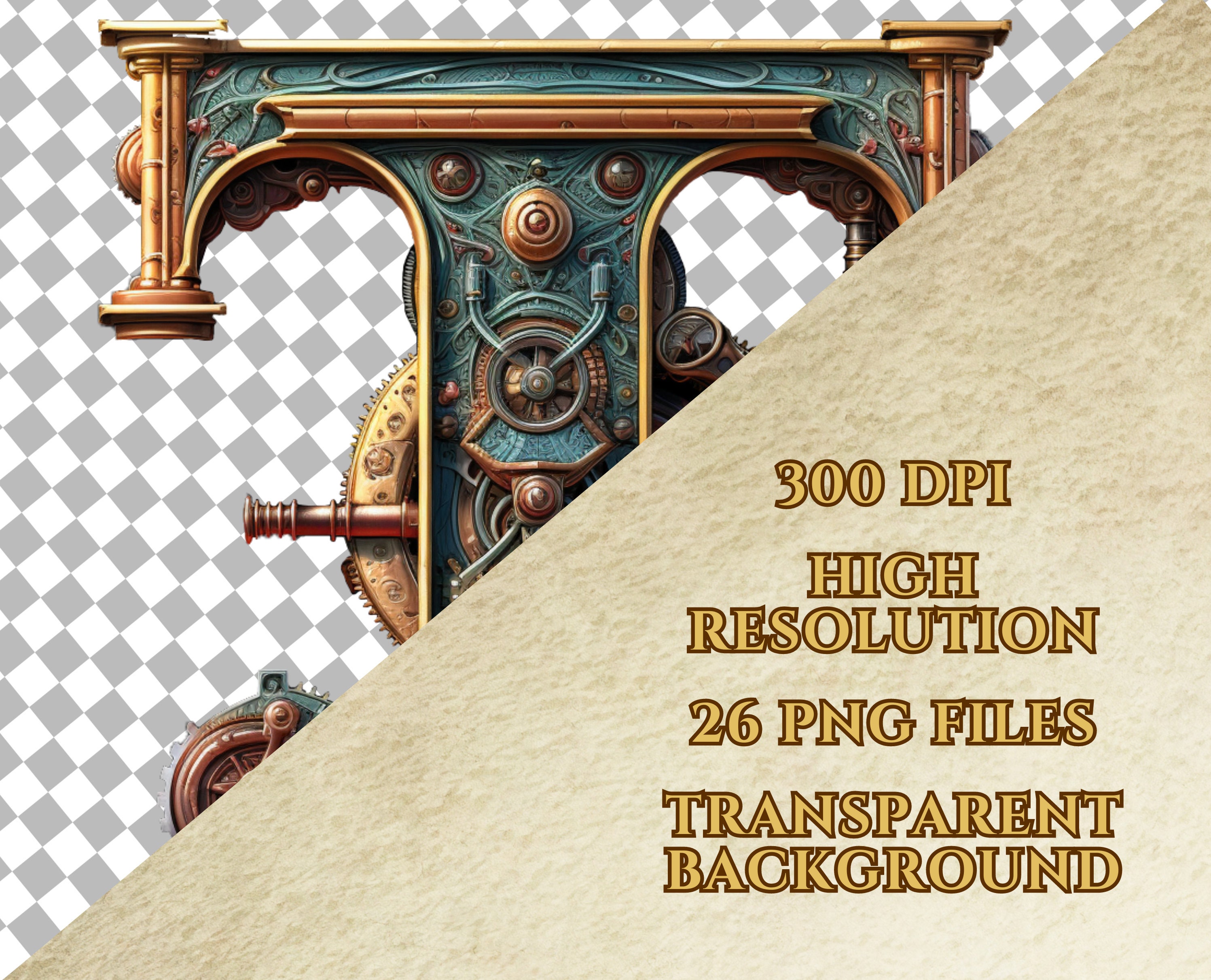 Steampunk Illuminated Initials Full Alphabet High Resolution ...