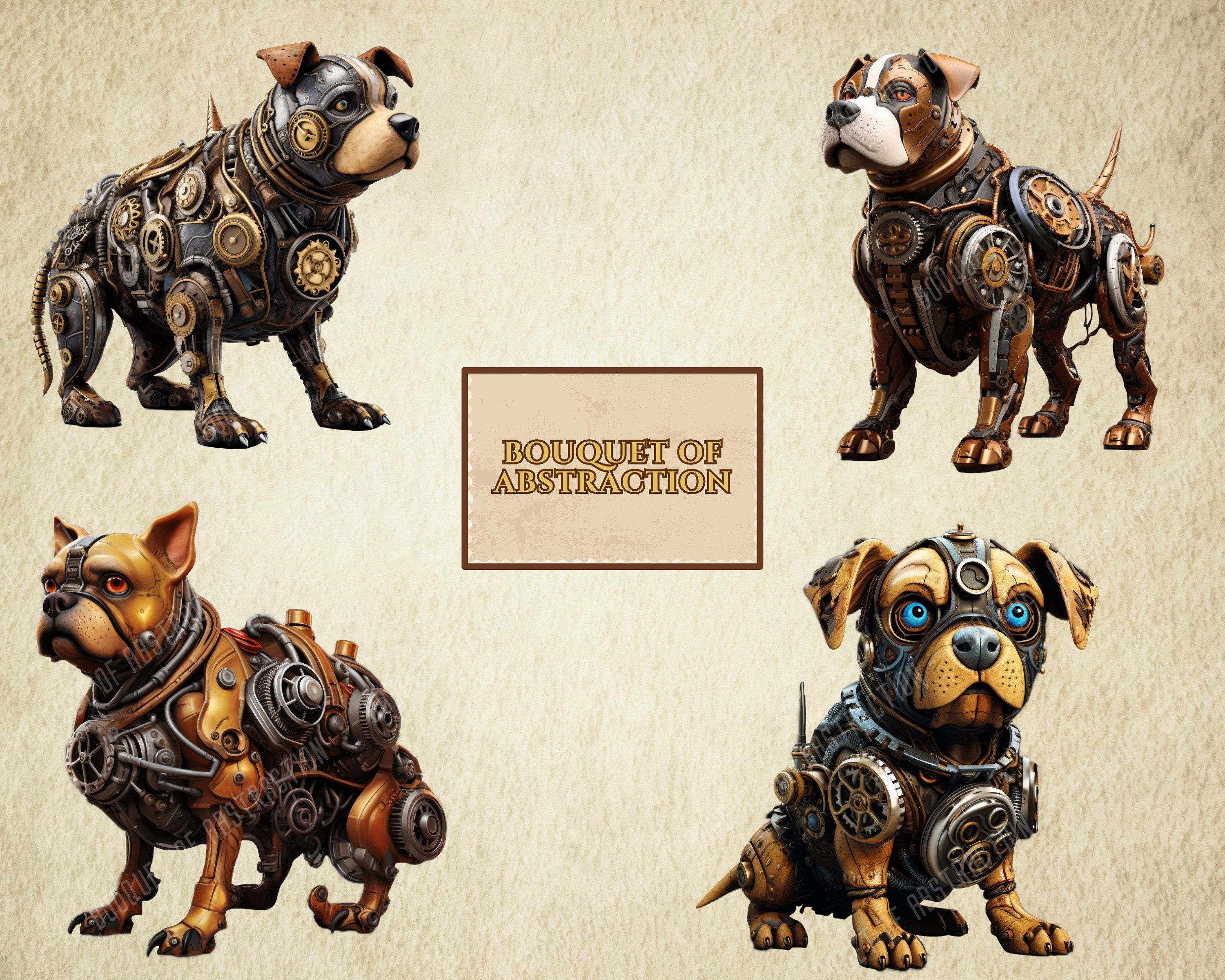 Steampunk Dogs Bundle of 20 High Resolution Clip Art 300 DPI ...