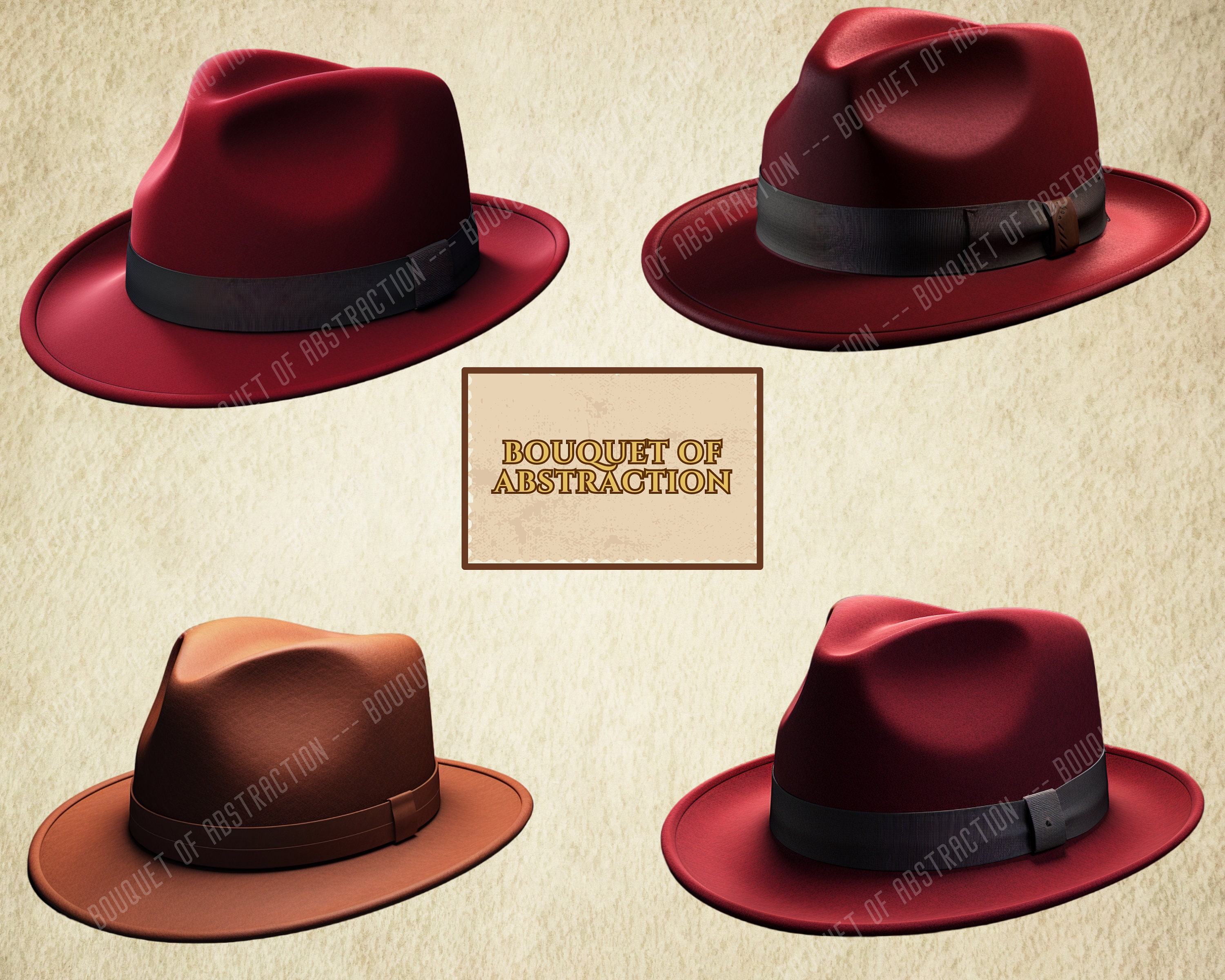 Fedora Clip Art Bundle of 20 High Resolution 300 DPI Transparent ...