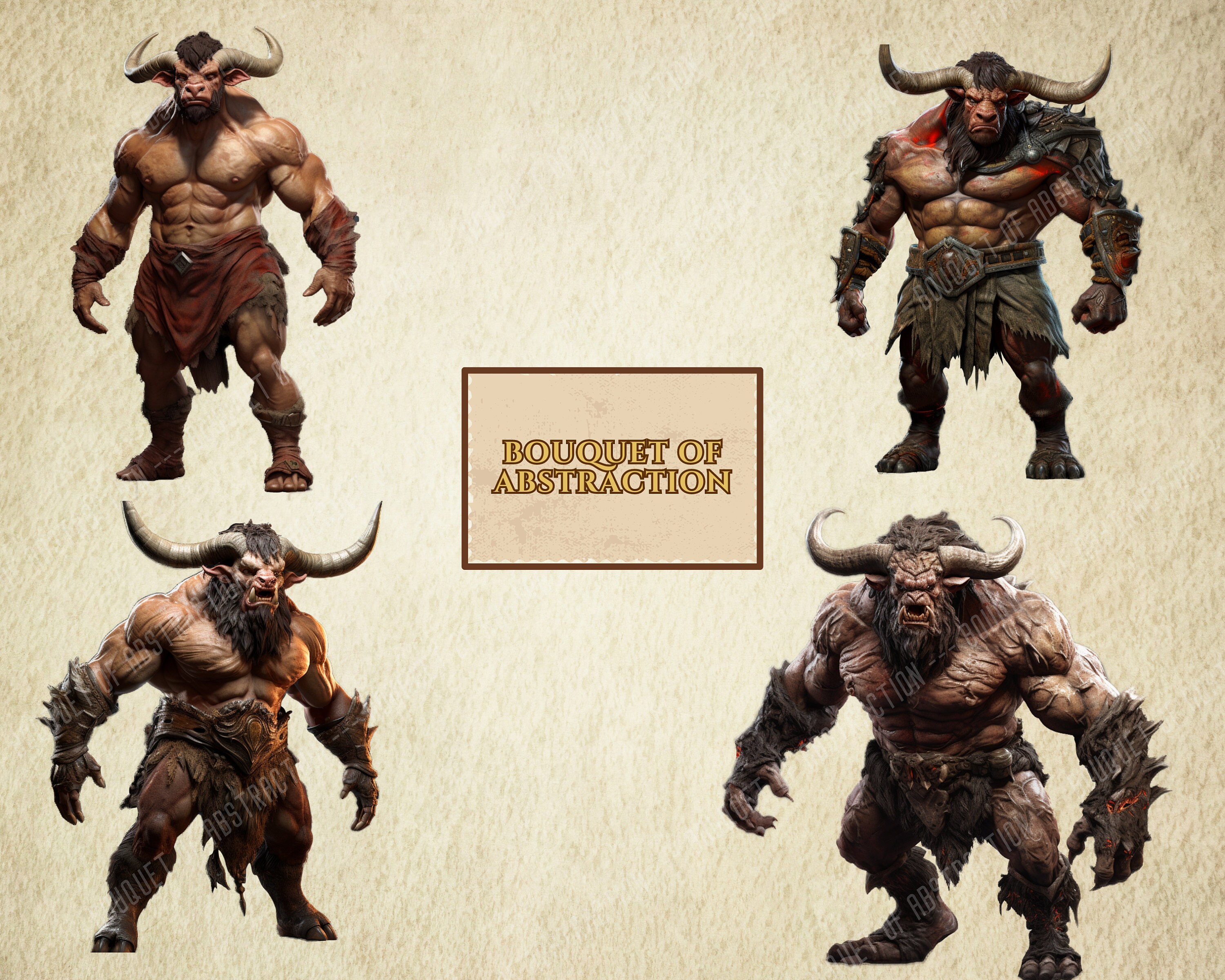 Minotaur Characters Bundle of 20 Clip Art High Resolution 300 - Etsy