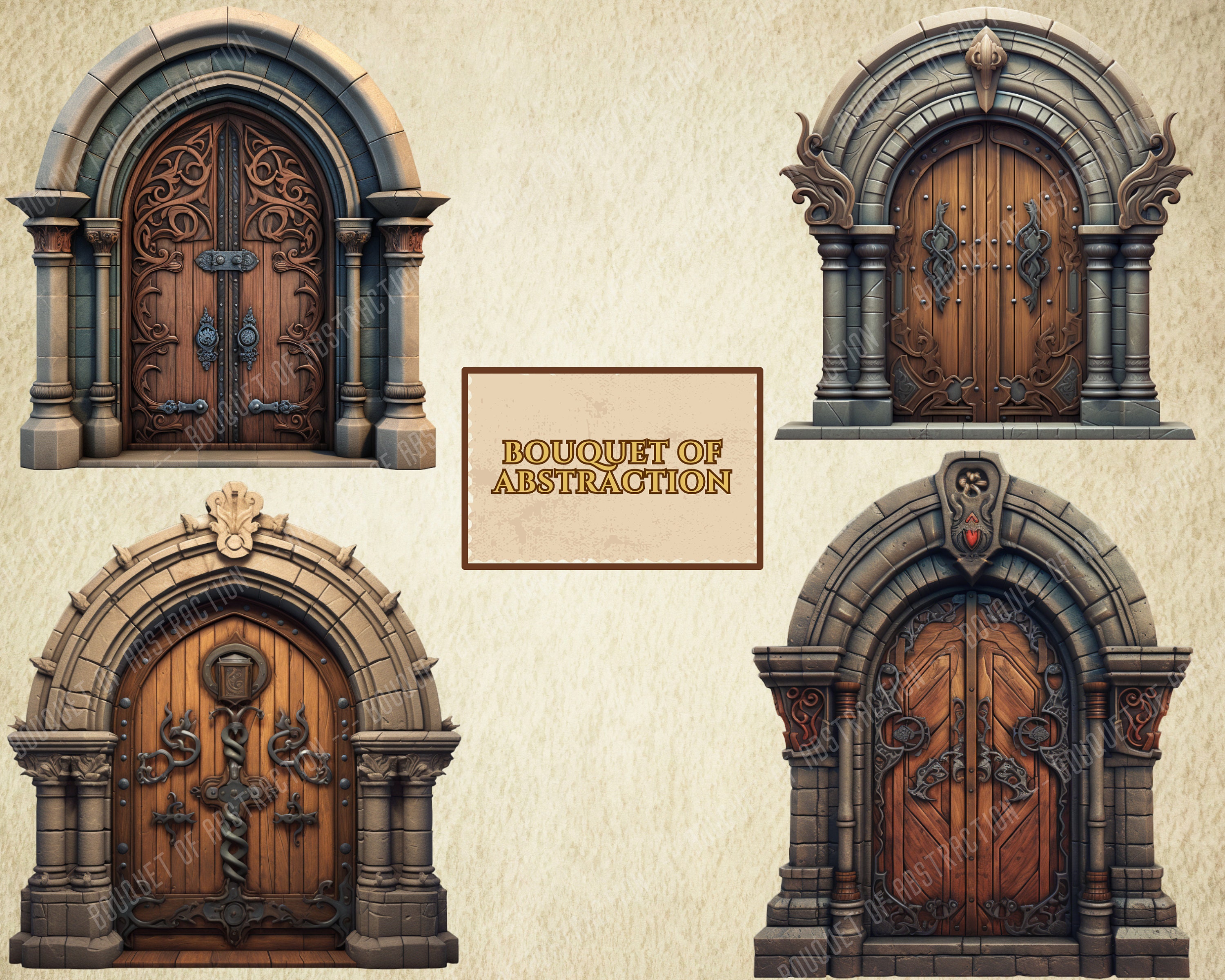 Castle Doors Bundle of 20 Clip Art High Resolution 300 DPI Transparent ...