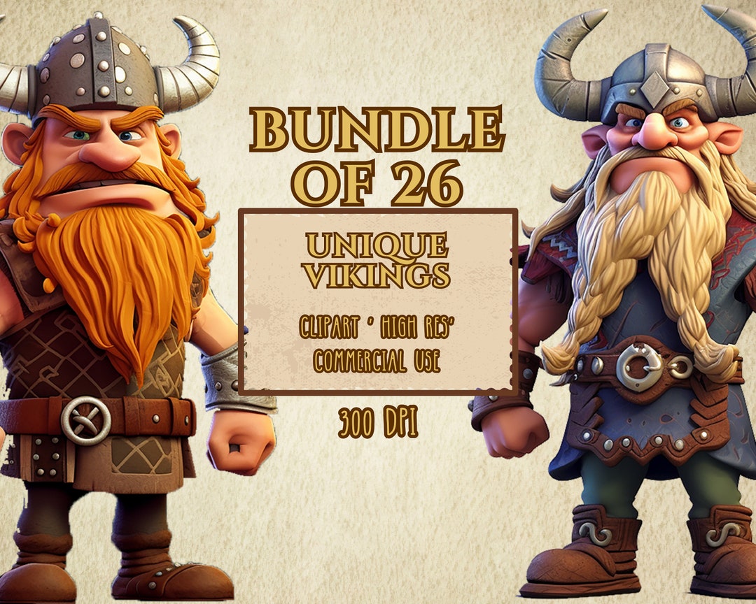 26 Unique Viking Clip Art Bundle Characters With Transparent Background ...