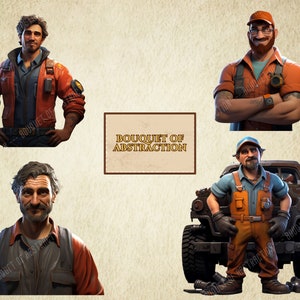Mechanic Characters Clip Art Bundle of 20 High Resolution 300 DPI ...