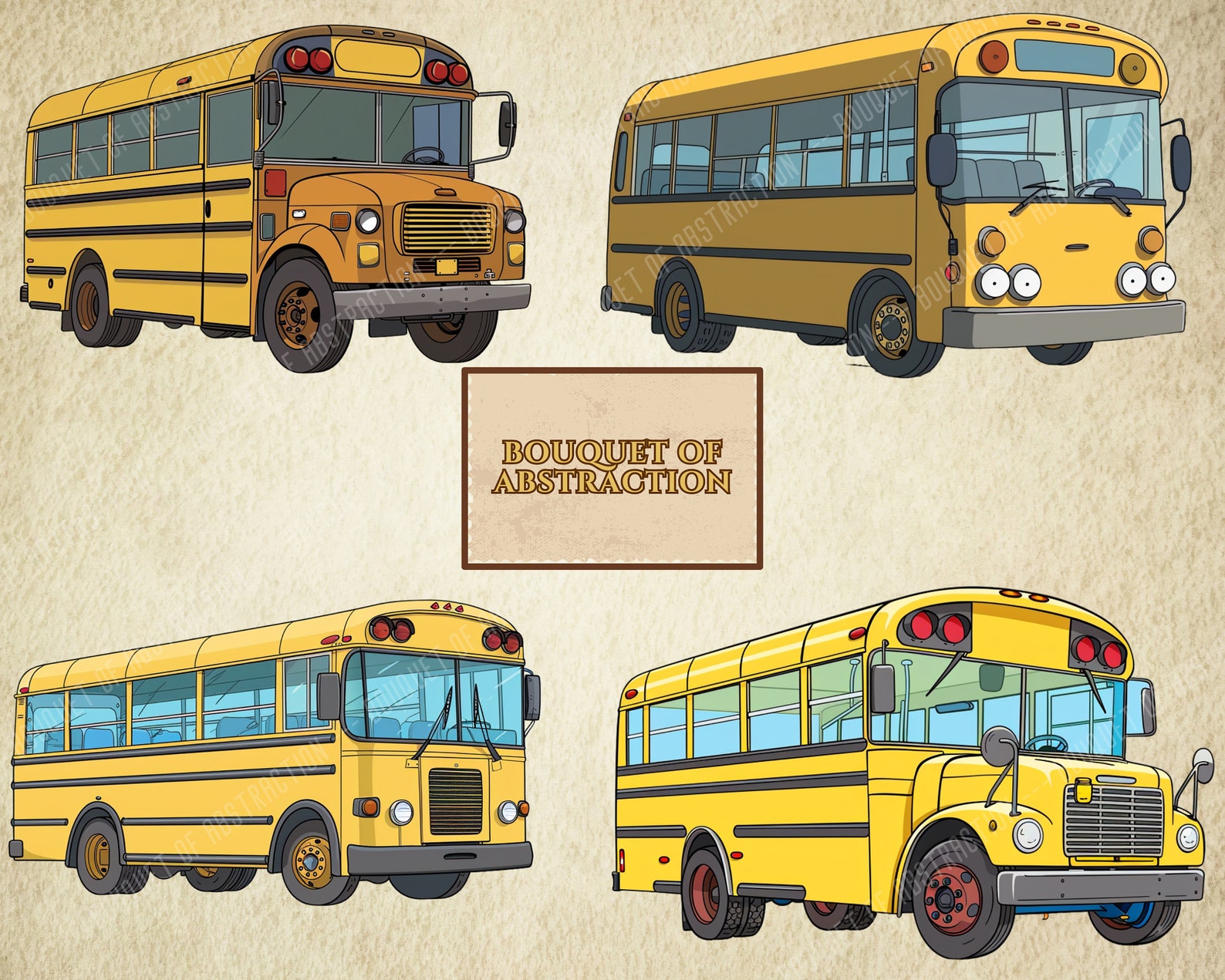 School Bus Bundle of 20 High Resolution Clip Art Transparent Background ...