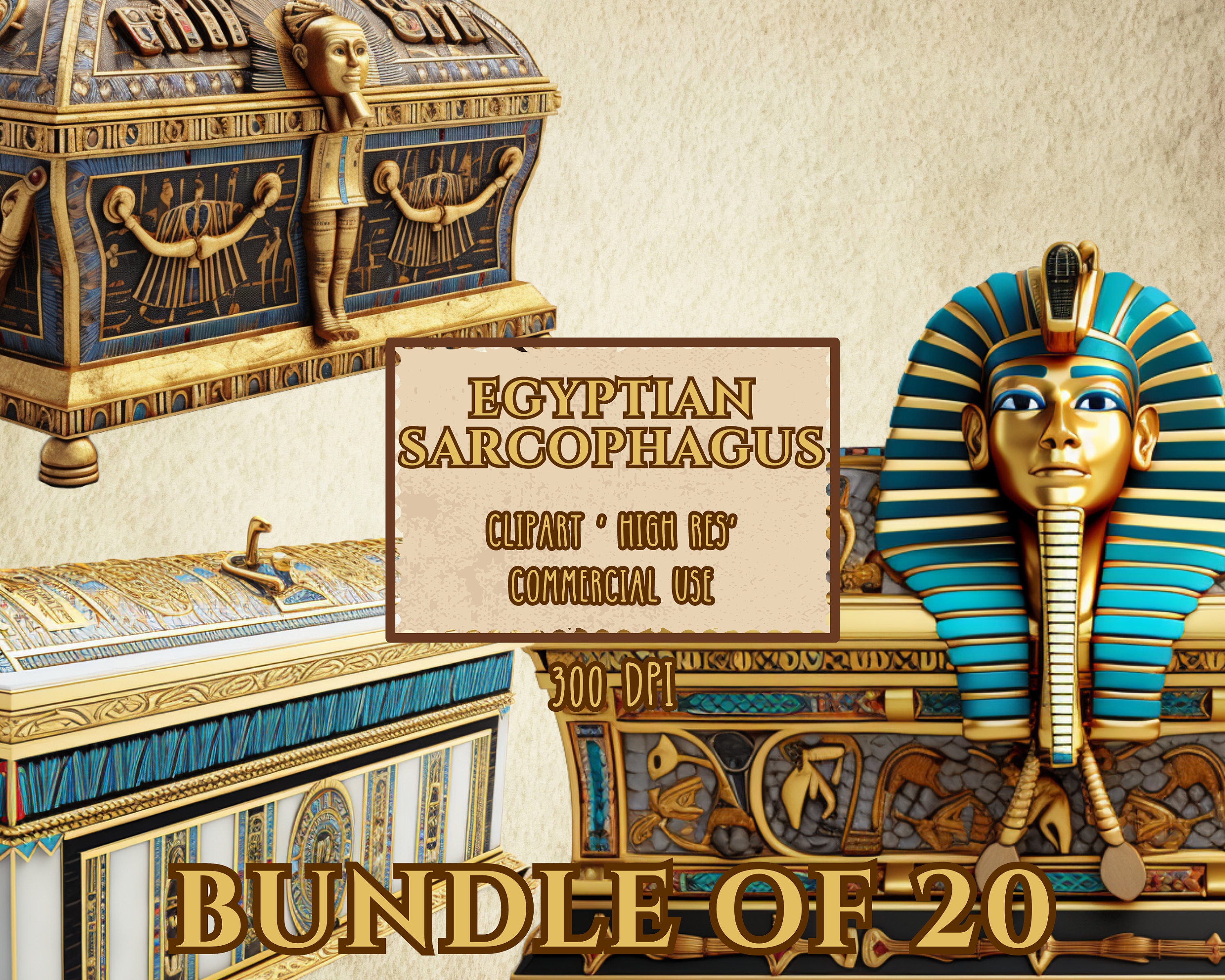 Egyptian Sarcophagus Bundle of 20 Clip Art Ancient Egypt Sarcophagus ...