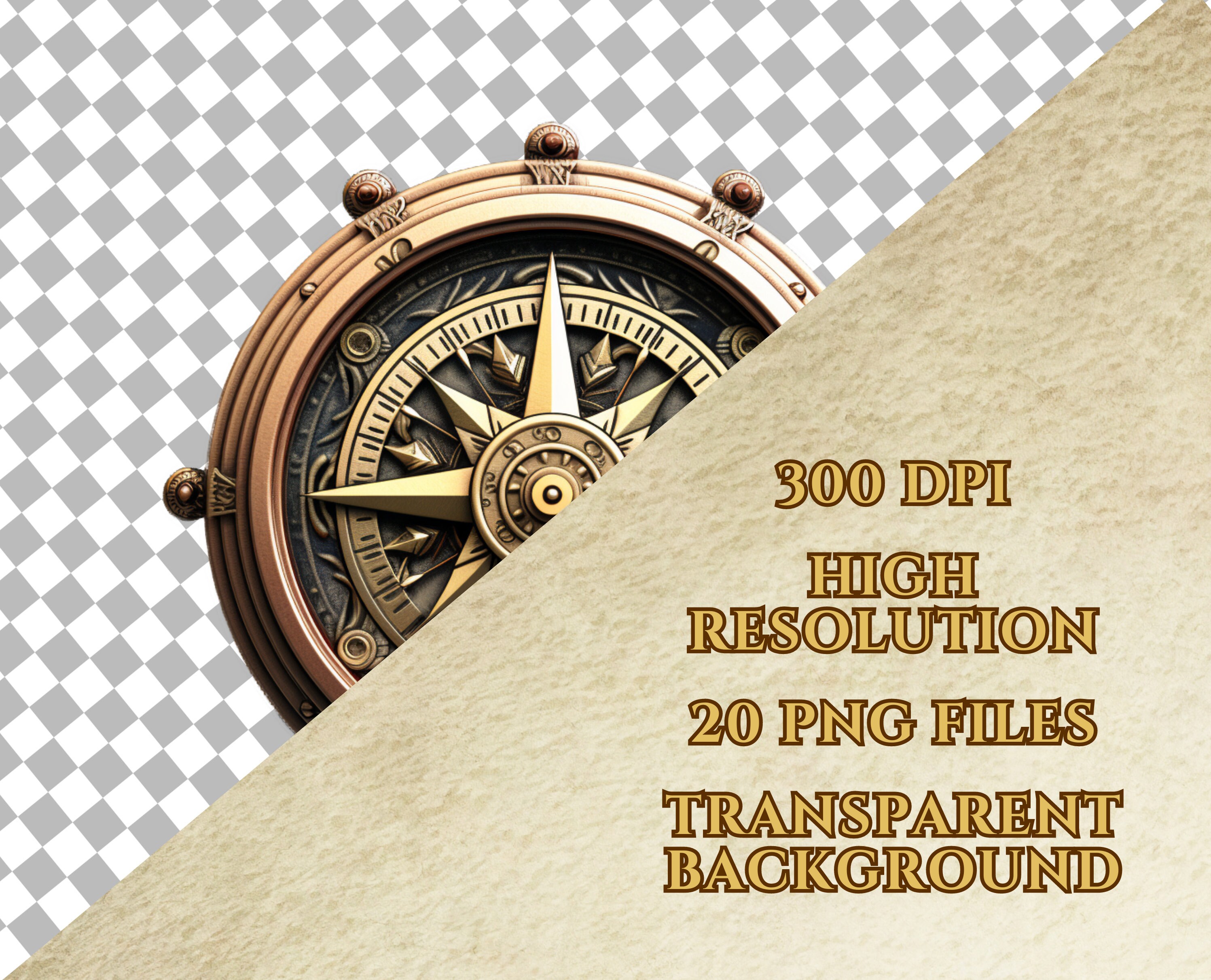 Compass Bundle of 20 Clip Art High Resolution 300 DPI Transparent ...