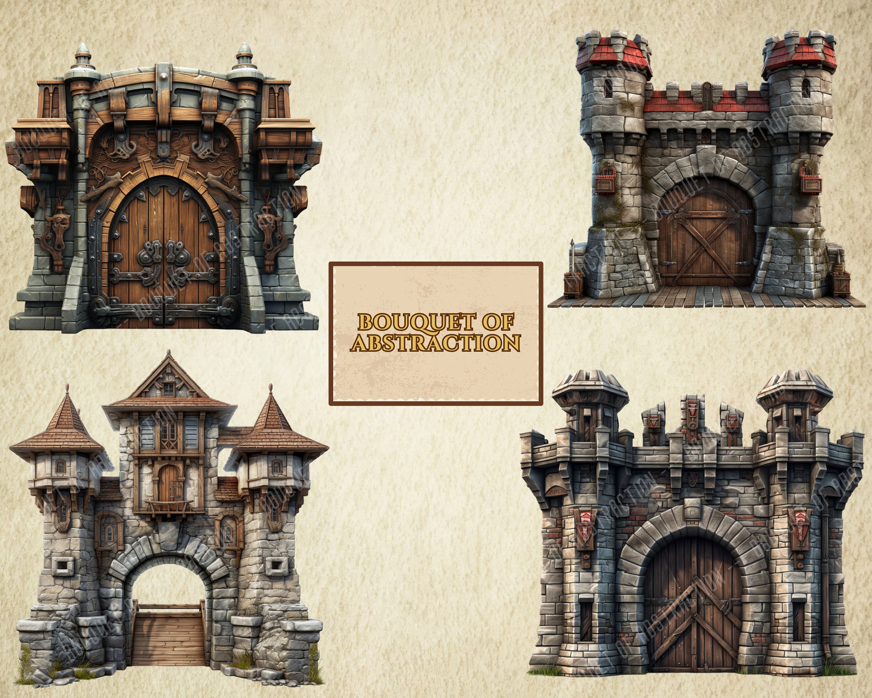 Castle Drawbridge Doors Bundle of 20 High Resolution Clip Art 300 DPI ...