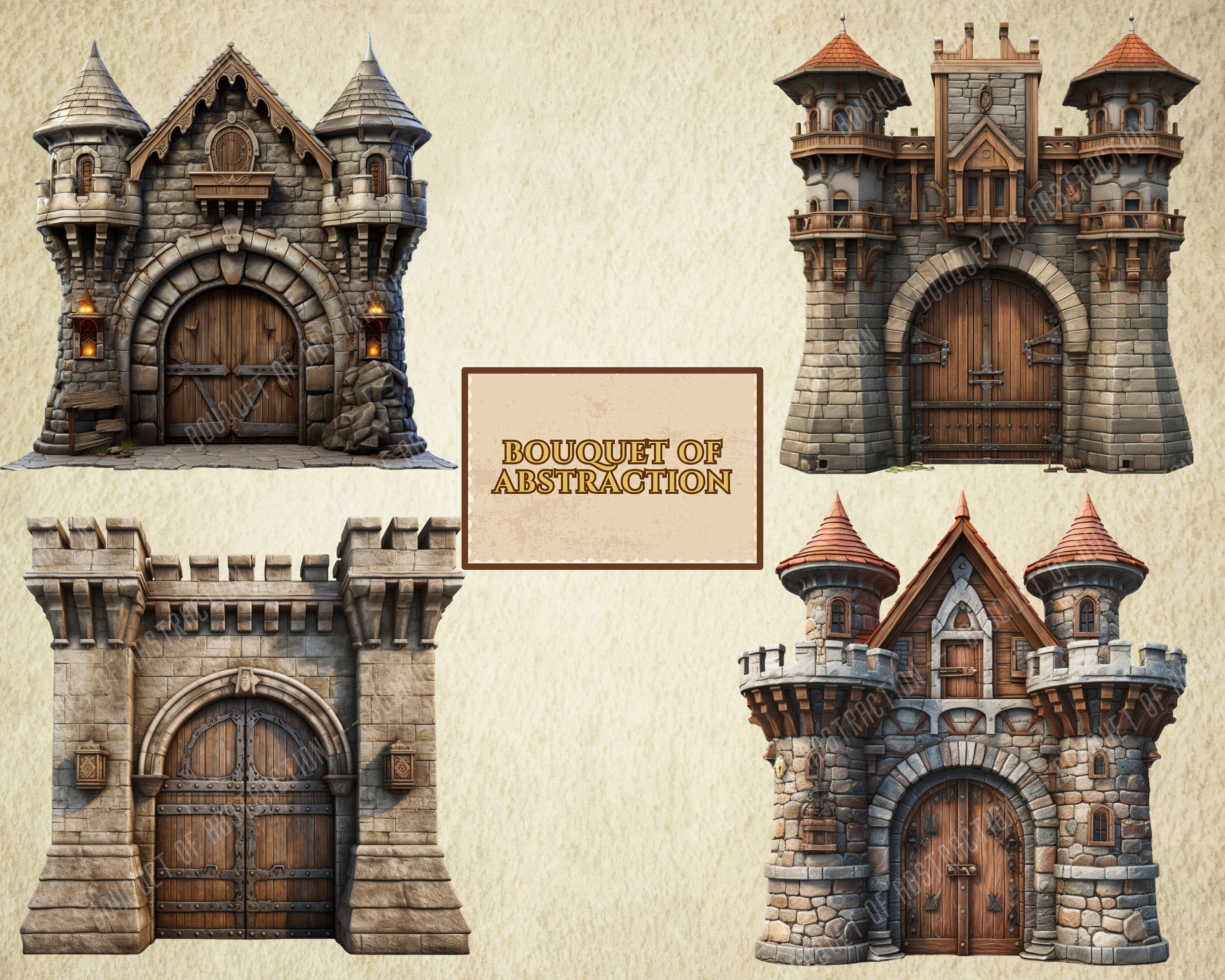 Castle Drawbridge Doors Bundle of 20 High Resolution Clip Art 300 DPI ...