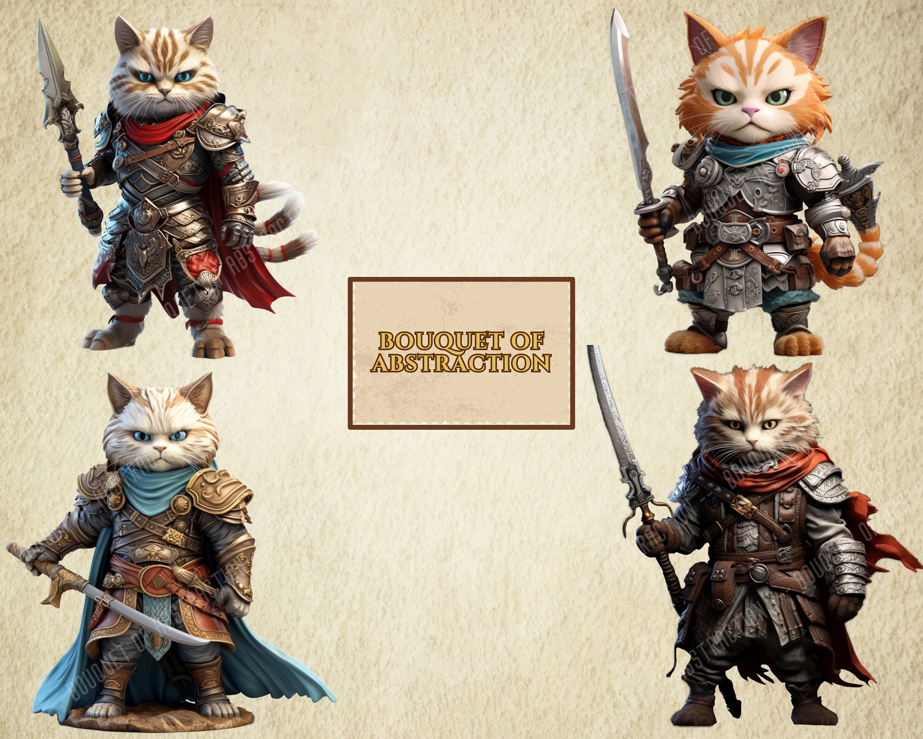 Warrior Cats Bundle of 20 Clip Art High Resolution 300 DPI Transparent ...