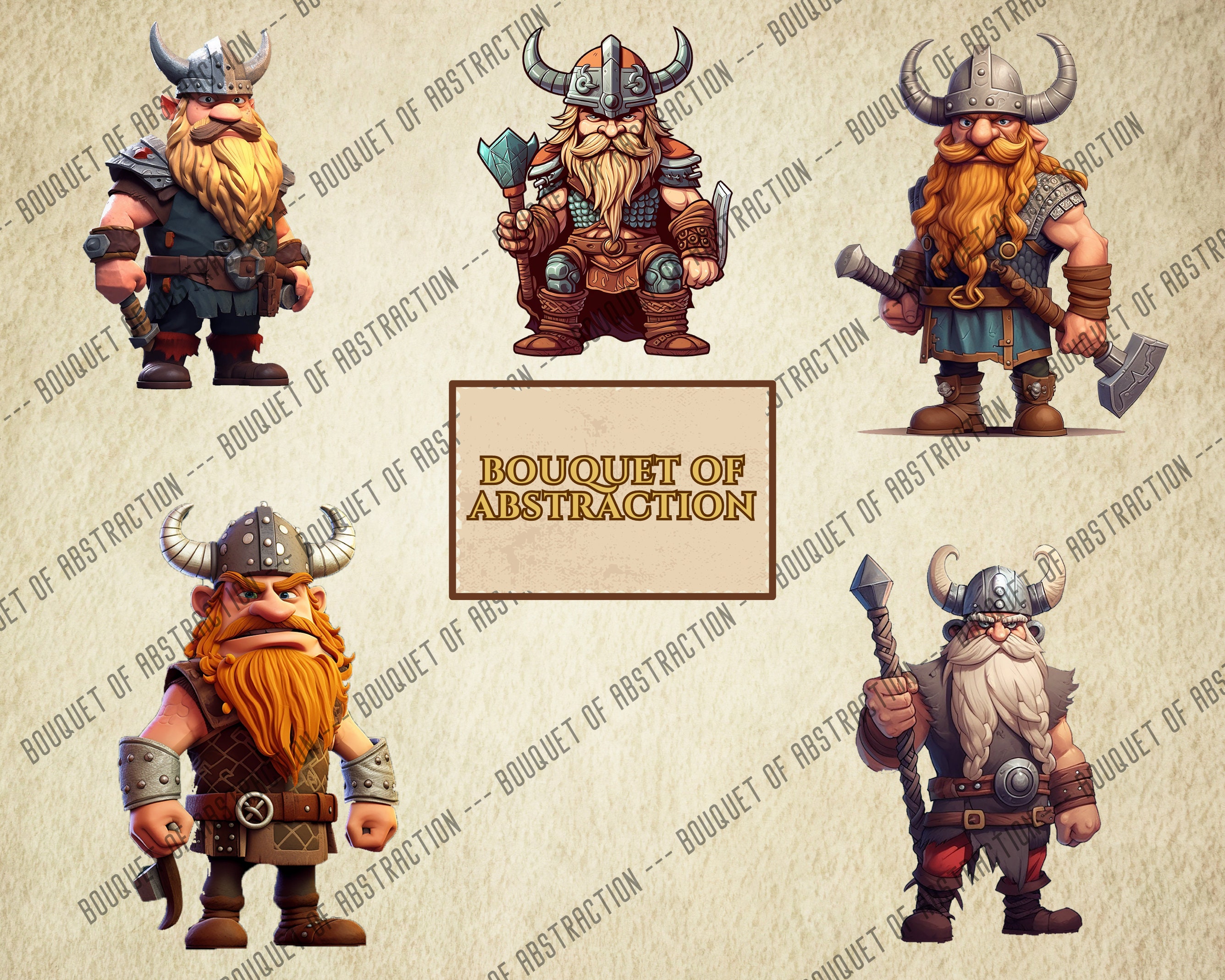 26 Unique Viking Clip Art Bundle Characters With Transparent Background ...
