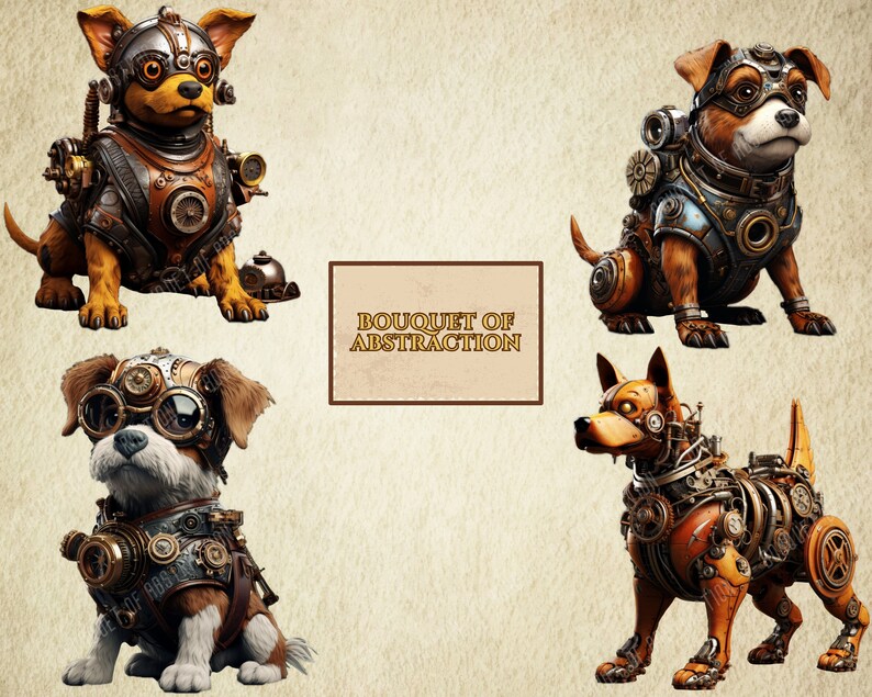 Steampunk Dogs Bundle of 20 High Resolution Clip Art 300 DPI ...