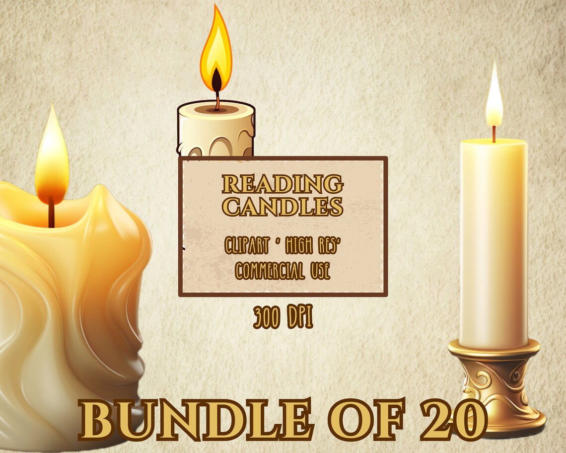 Reading Candles Bundle of 20 Clip Art High Resolution 300 DPI ...