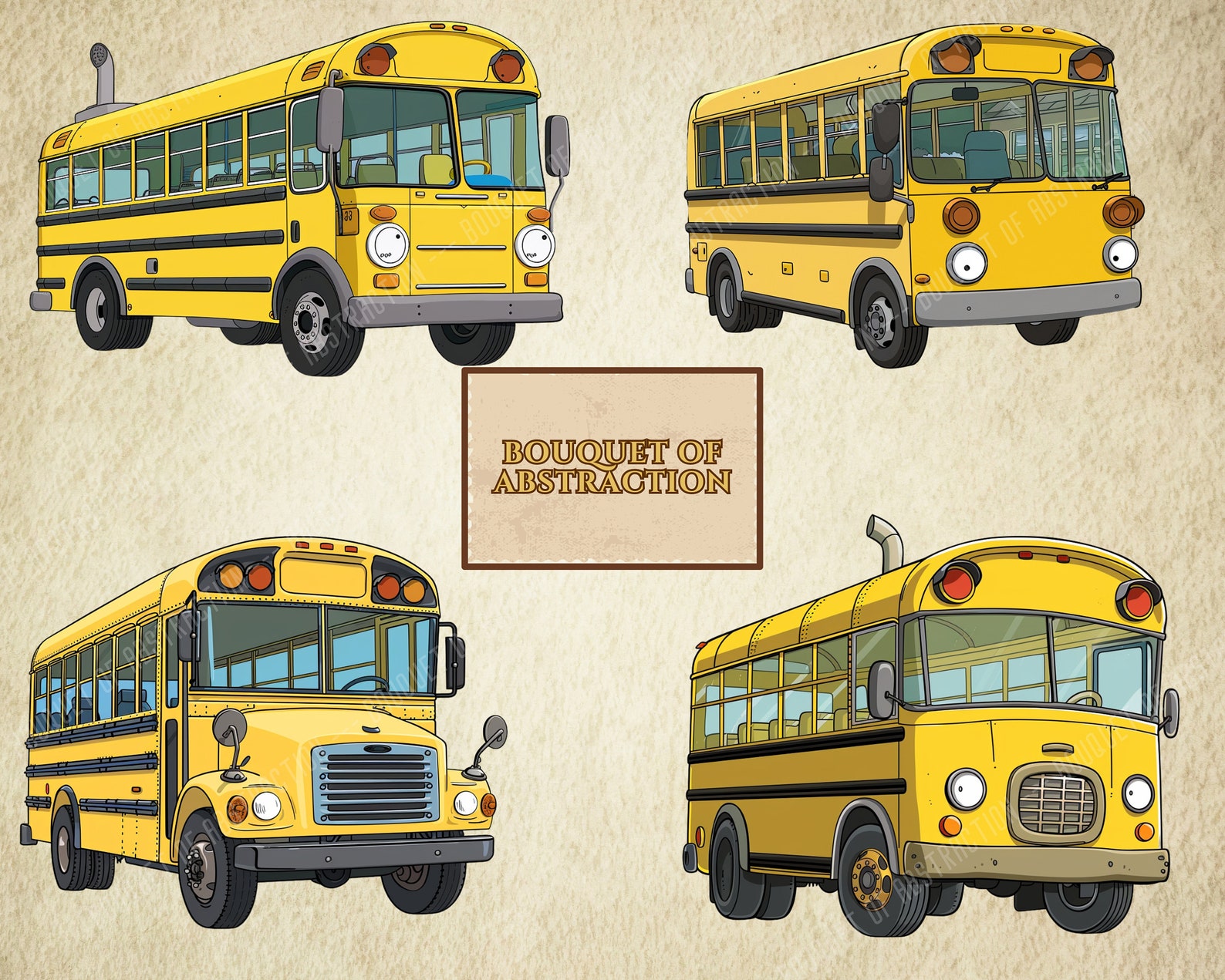 School Bus Bundle of 20 High Resolution Clip Art Transparent Background ...