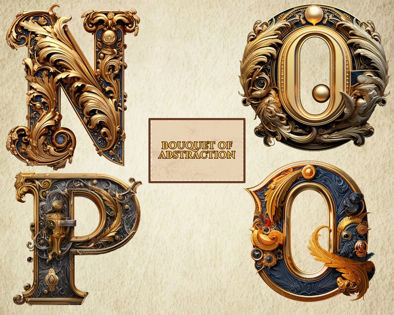 Illuminated Golden Initials Full Alphabet High Quality Clip Art ...