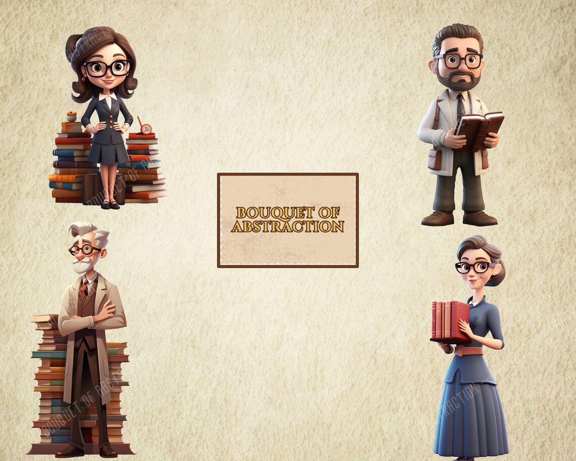 Librarian Characters Bundle of 20 Clip Art Librarians High Resolution ...