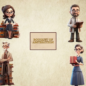 Librarian Characters Bundle of 20 Clip Art Librarians High Resolution ...