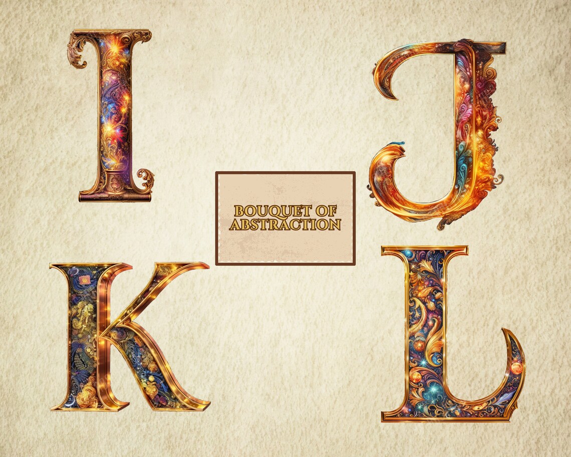 Illuminated Initials Clipart, Full Alphabet, 300 DPI, Clear Background ...