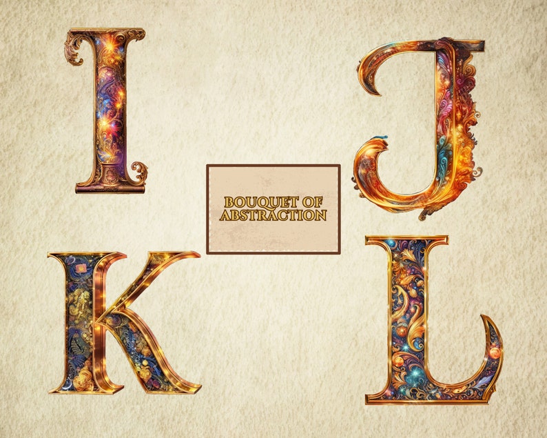 Illuminated Initials Clipart, Full Alphabet, 300 DPI, Clear Background ...