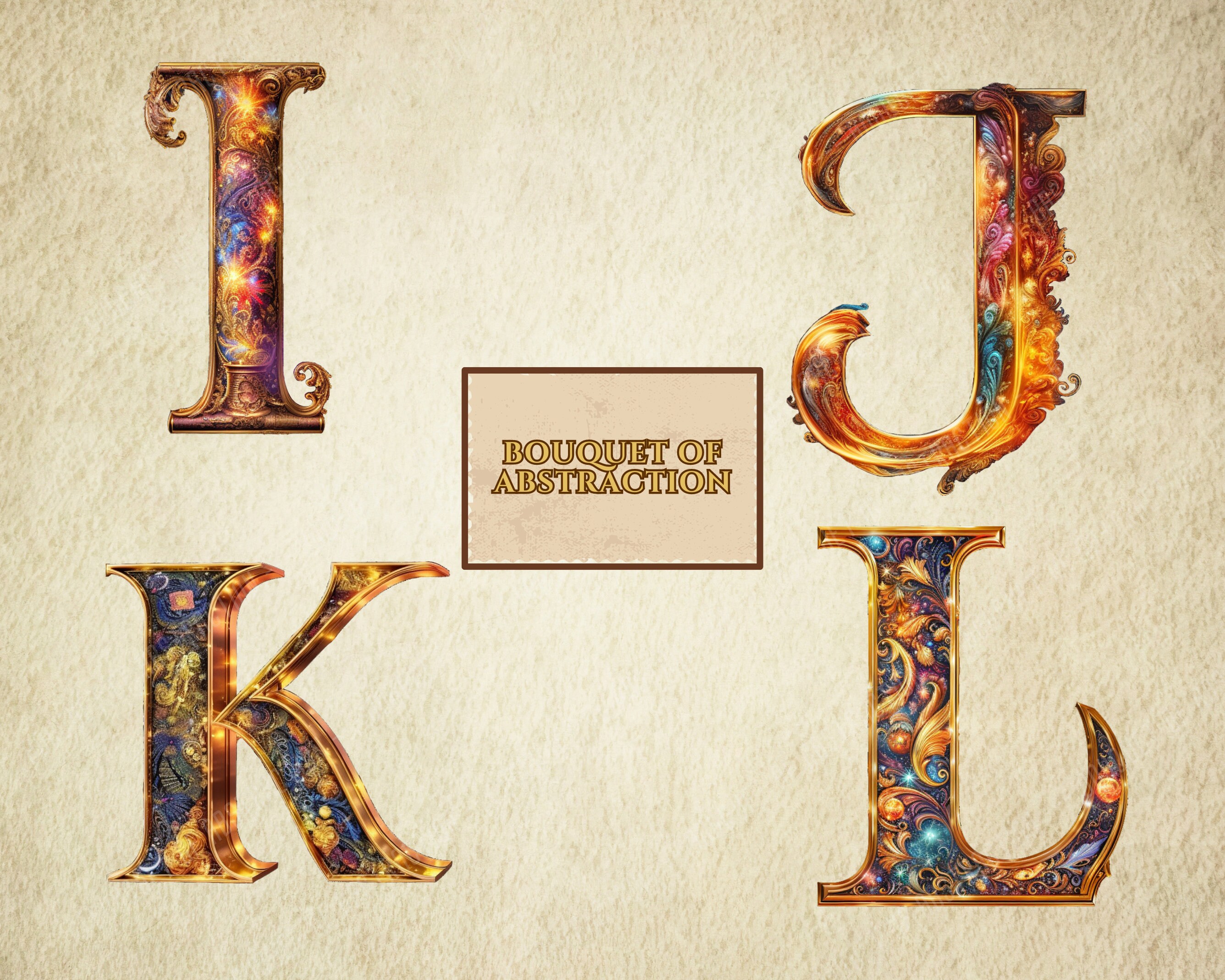 Illuminated Initials Clipart, Full Alphabet, 300 DPI, Clear Background ...